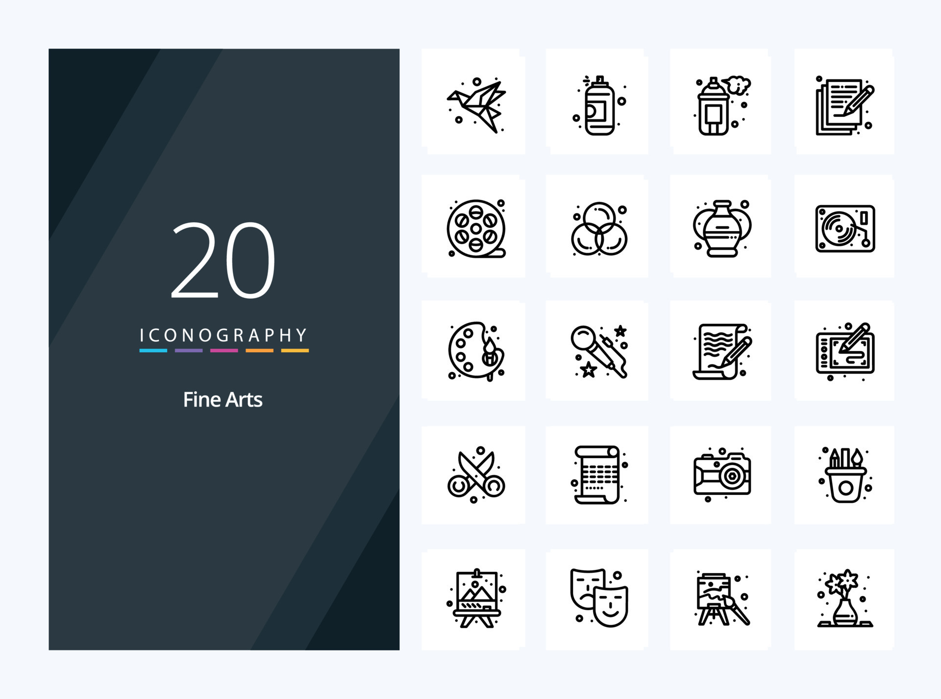 20 Fine Arts Outline icon for presentation 19439642 Vector Art at Vecteezy
