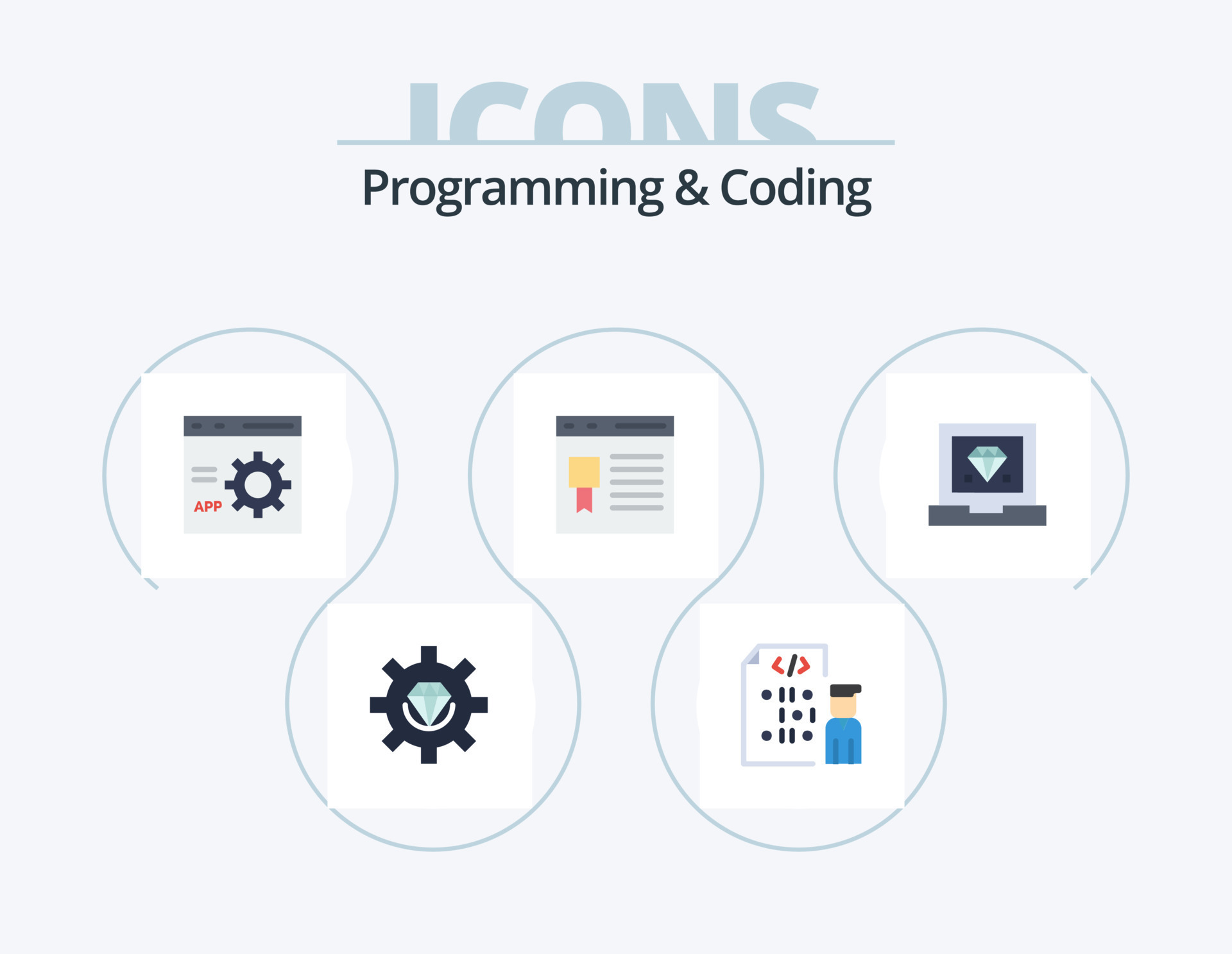 Programming And Coding Flat Icon Pack 5 Icon Design Development Browser Programmer 0709