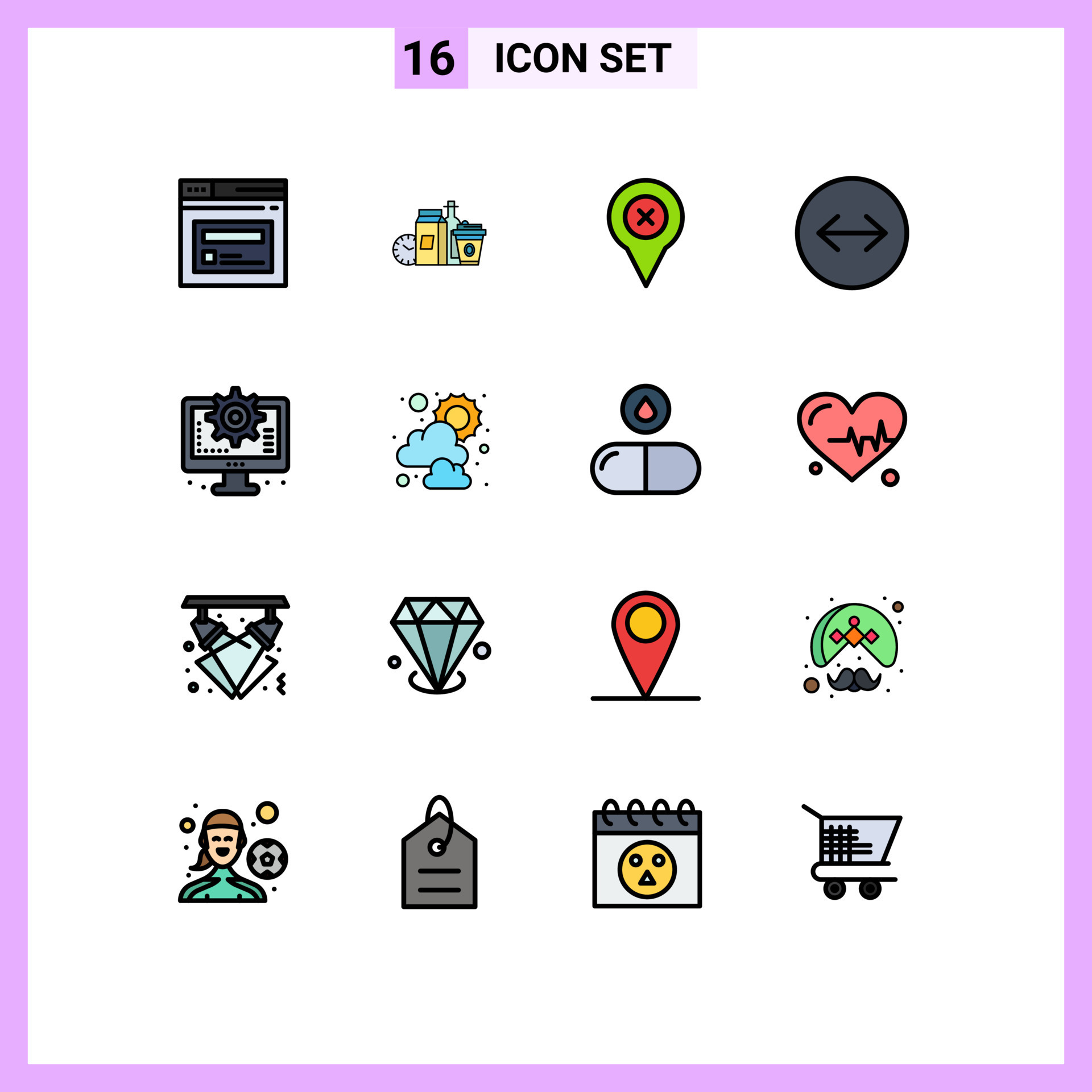 Set Of 16 Modern Ui Icons Symbols Signs For Interface Swipe Arrows