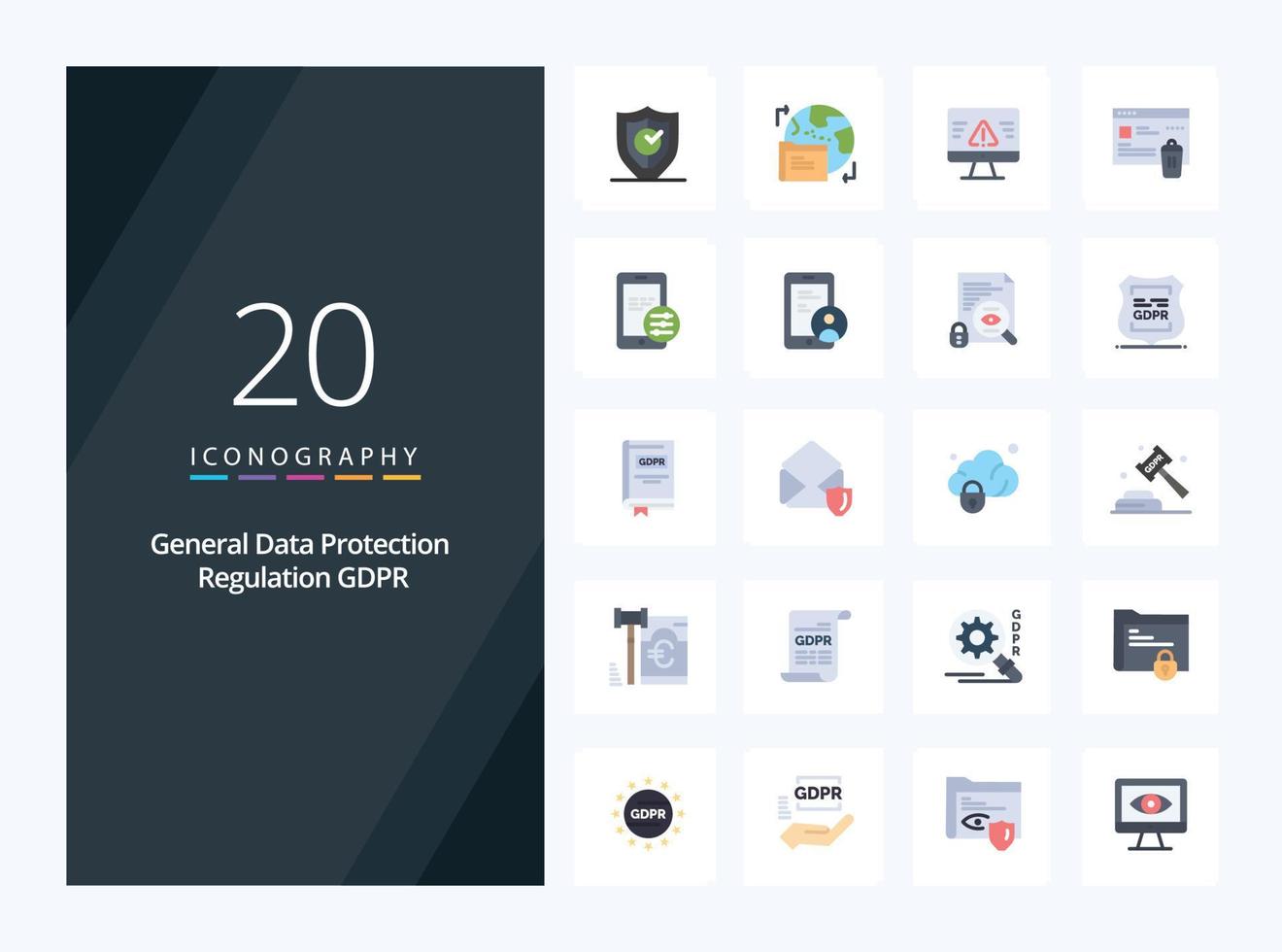 20 Gdpr Flat Color icon for presentation 19440159 Vector Art at Vecteezy