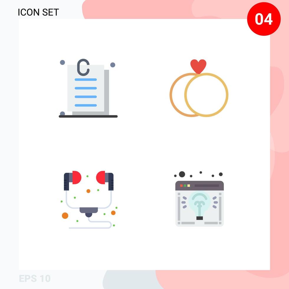 Set Of 4 Modern Ui Icons Symbols Signs For Attachment Hardware Ui Rings Headset Editable Vector