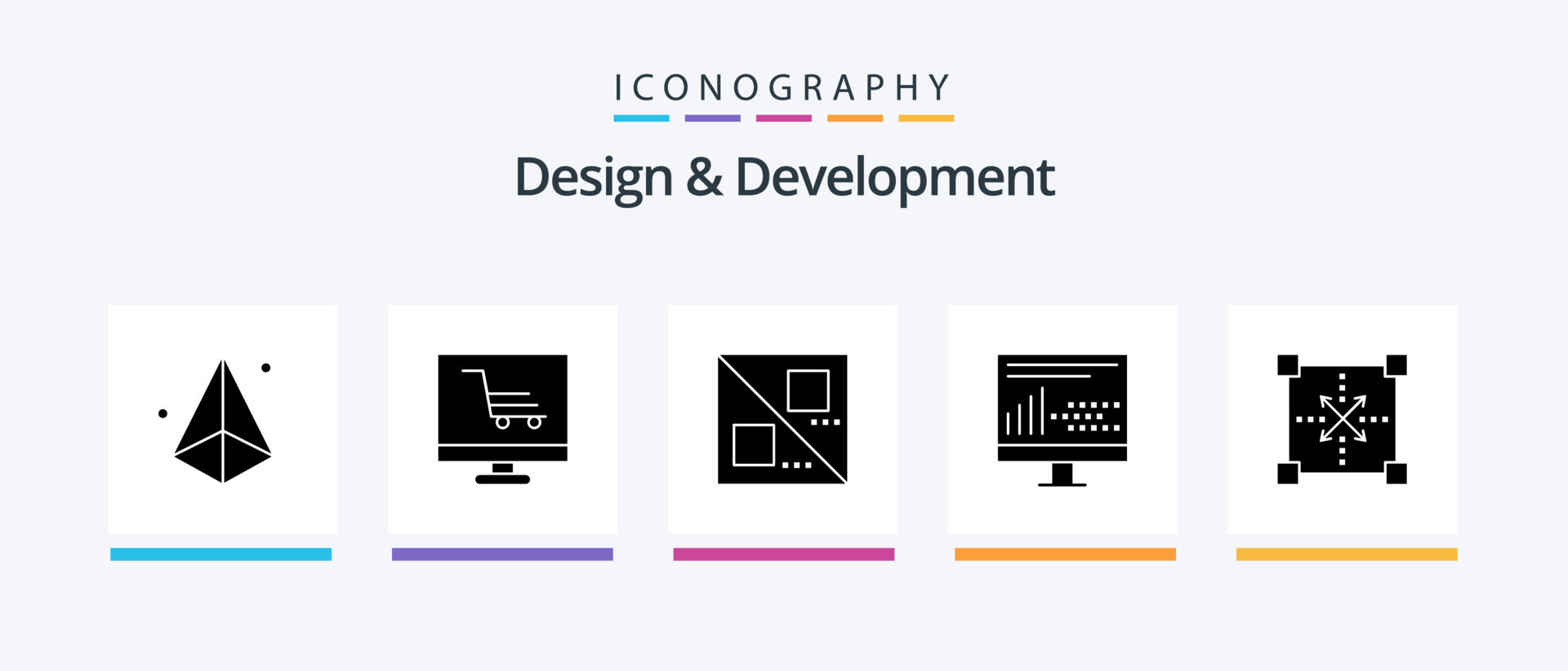 Design And Development Glyph 5 Icon Pack Including Coding Programing Startup Development