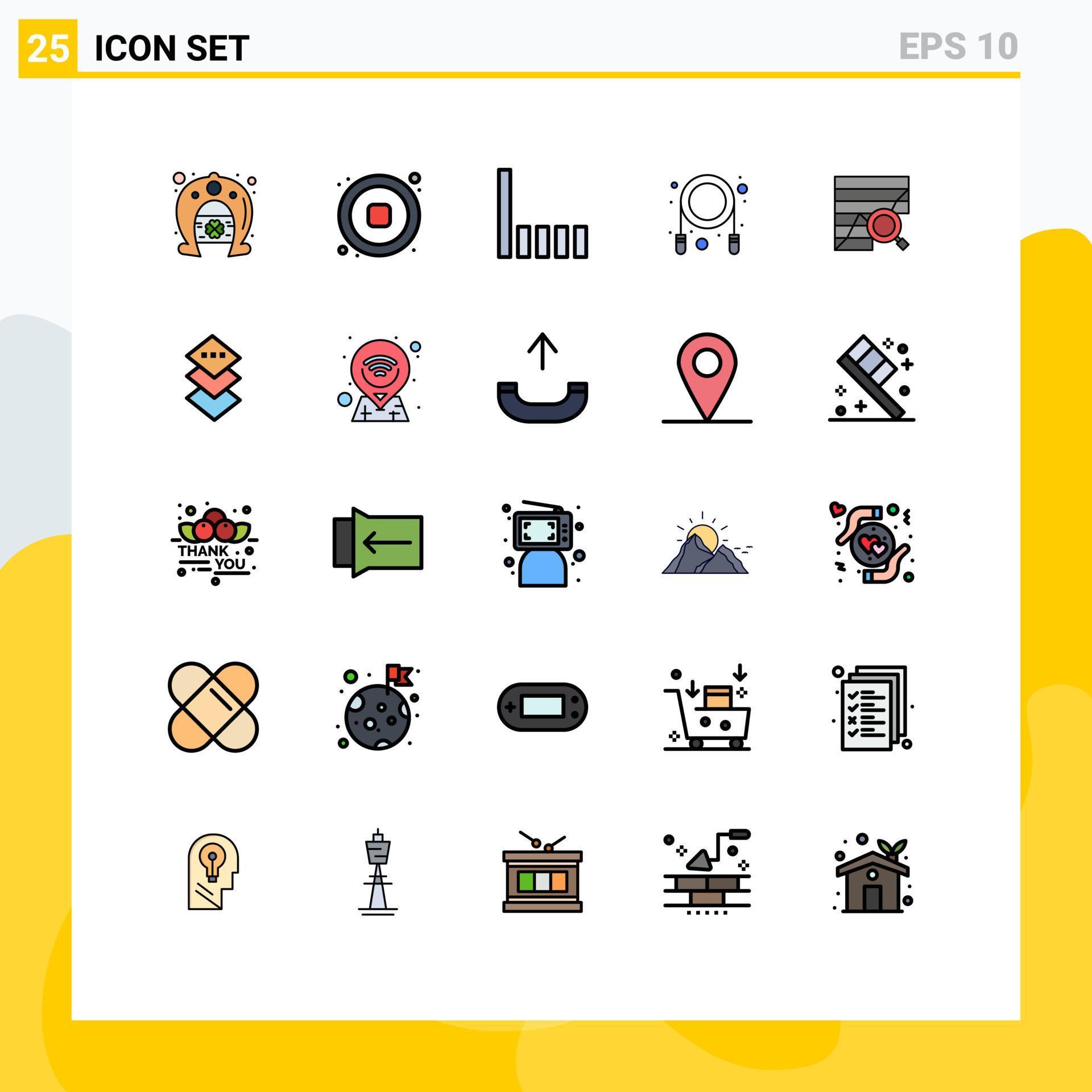 25 Thematic Vector Filled Line Flat Colors And Editable Symbols Of Chart Analytic Connection