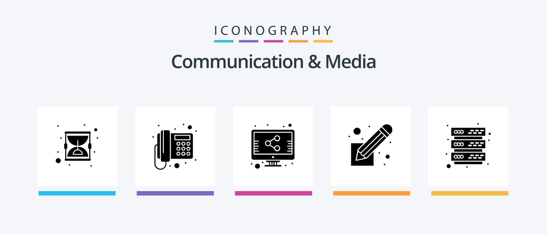 Communication And Media Glyph 5 Icon Pack Including storage. database ...