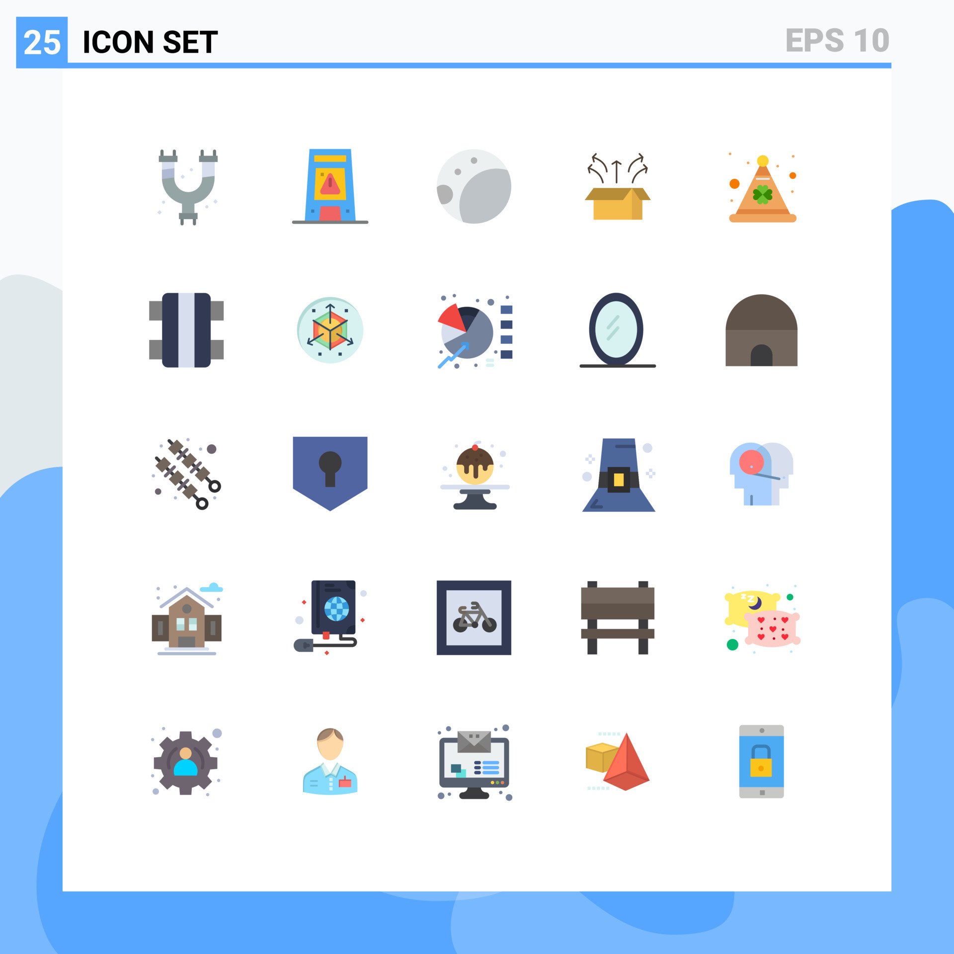 Set Of 25 Vector Flat Colors On Grid For Day Product Wet Open Box Box Editable Vector Design