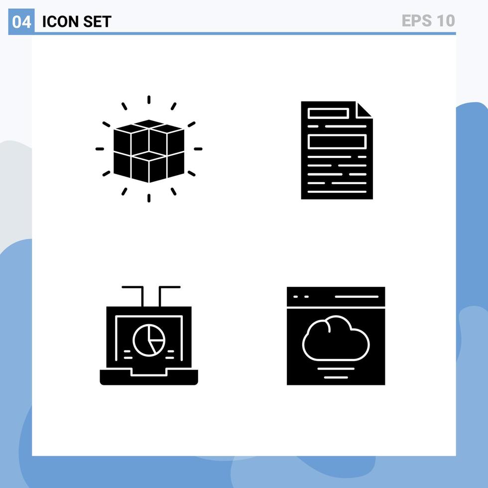 Group of 4 Solid Glyphs Signs and Symbols for box data solution ...