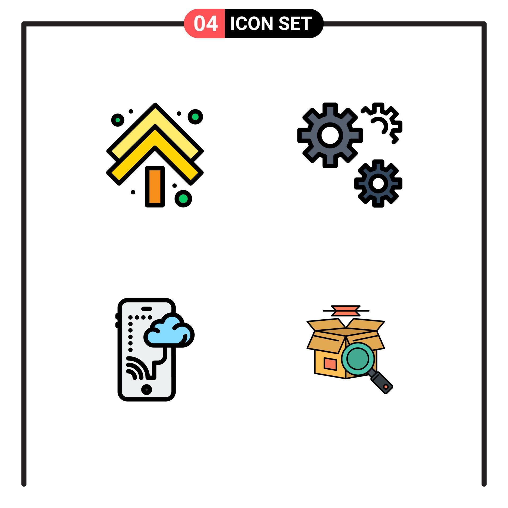 4 Thematic Vector Filledline Flat Colors And Editable Symbols Of Arrow Connection Double