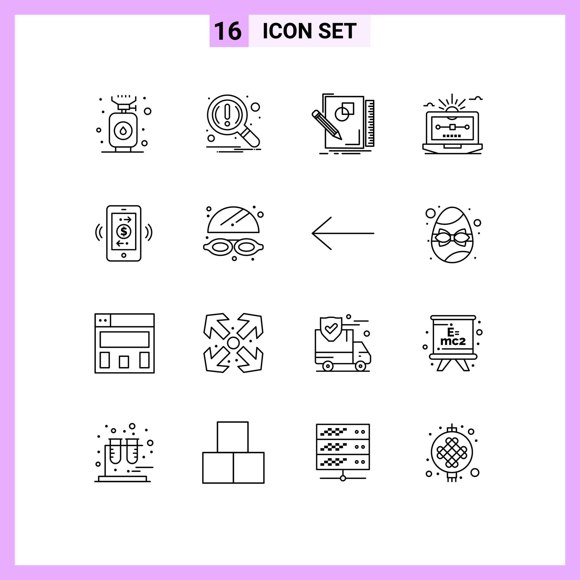 16 Universal Outlines Set For Web And Mobile Applications Draw Vector Sketch File Geometry