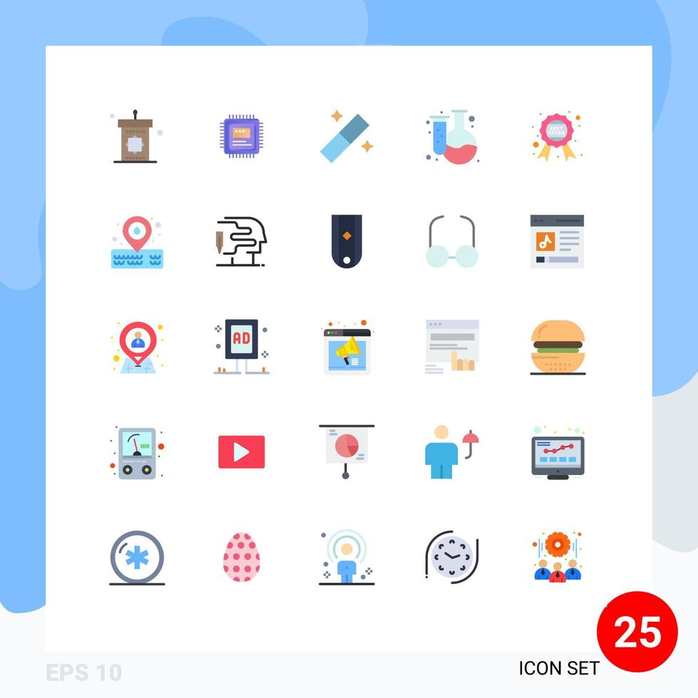 User Interface Pack Of 25 Basic Flat Colors Of Badge Flask Hardware Education Back To School