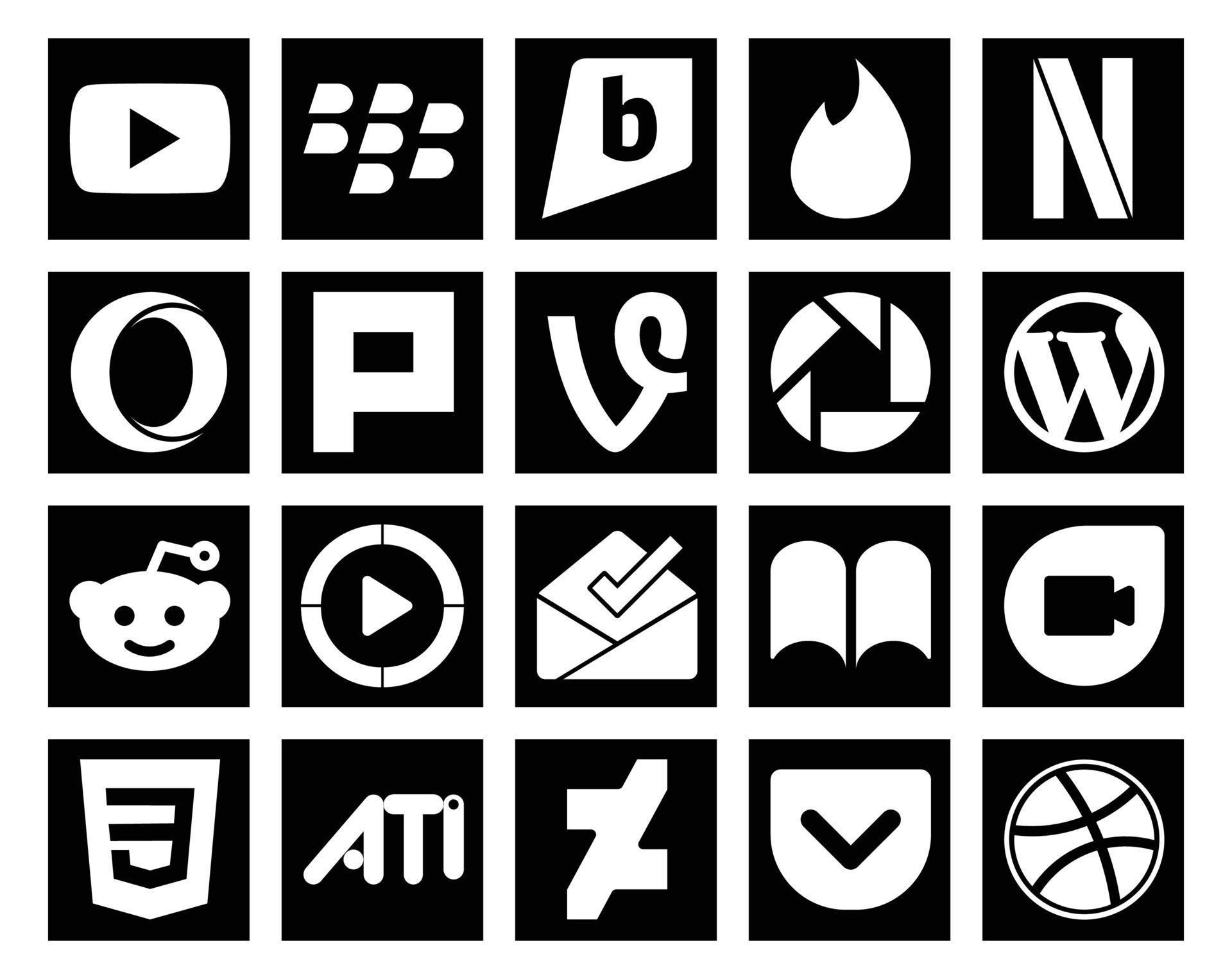 20 Social Media Icon Pack Including google duo inbox vine video reddit ...