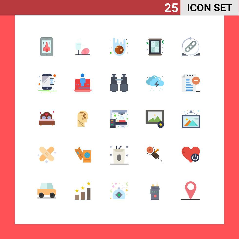 Mobile Interface Flat Color Set Of 25 Pictograms Of Web Link Asteroids