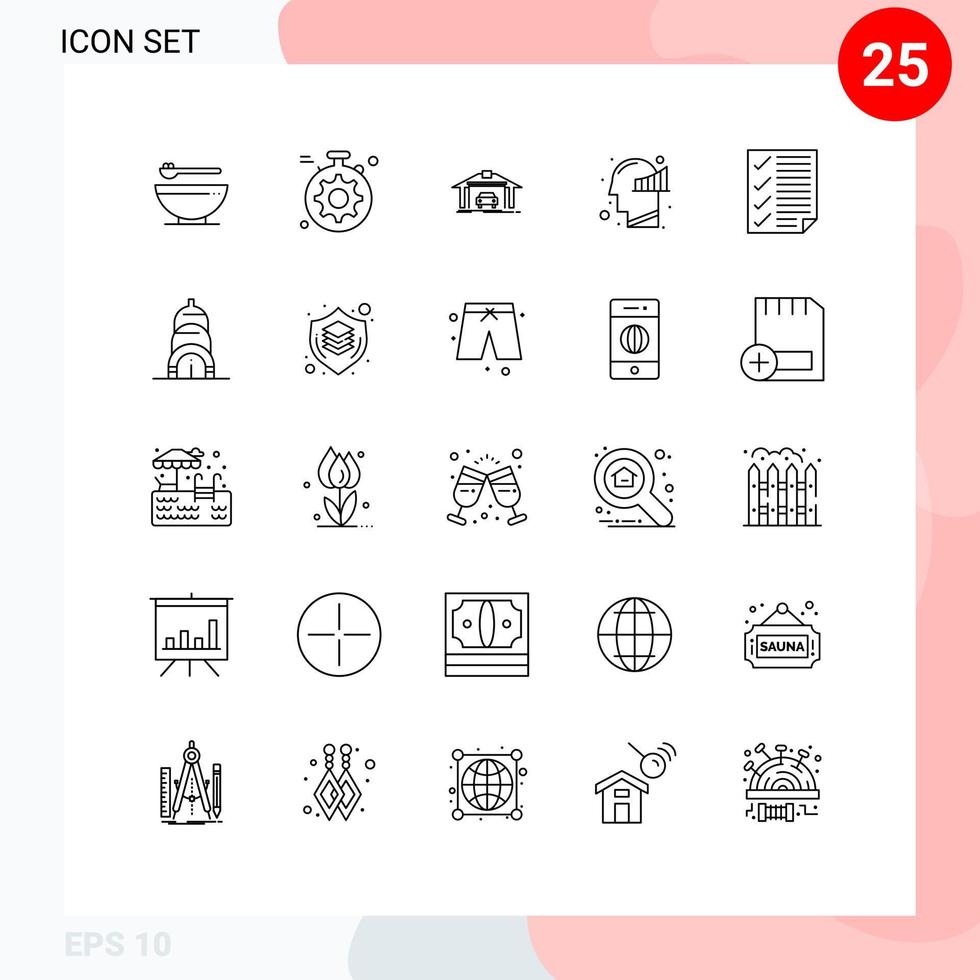 User Interface Pack Of 25 Basic Lines Of Document Check Building