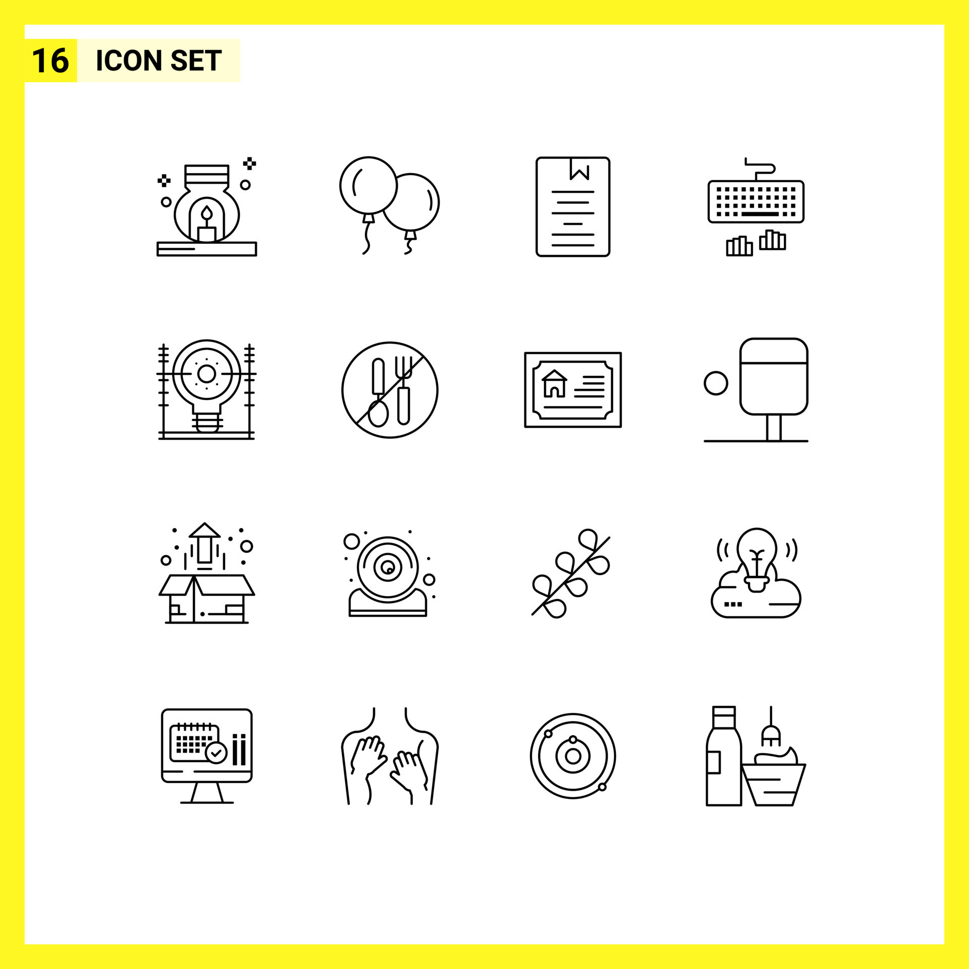 Set Of 16 Vector Outlines On Grid For Energy Typing E Type Keyboard Editable Vector Design