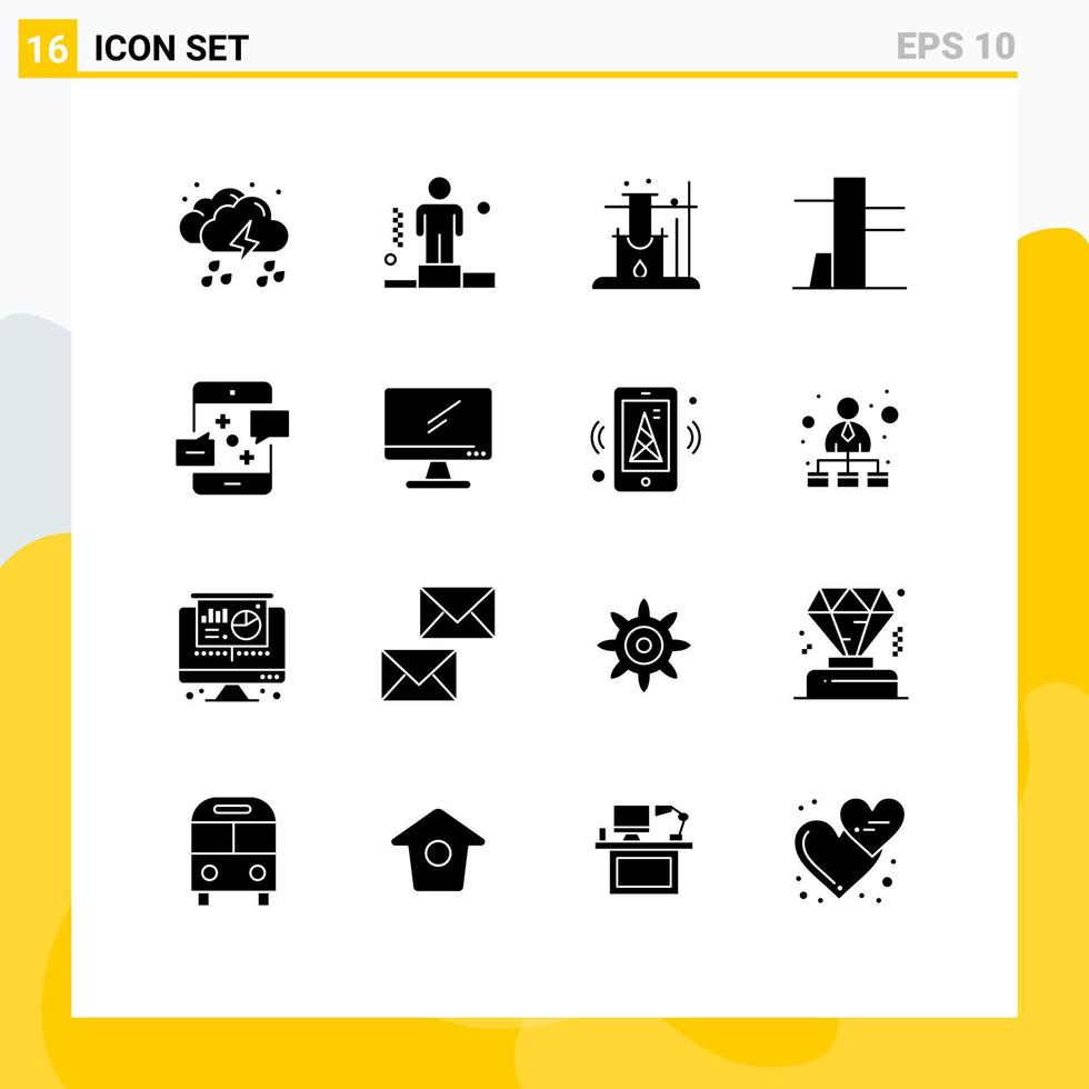 Editable Vector Line Pack Of 16 Simple Solid Glyphs Of Message Email Explanation Connection