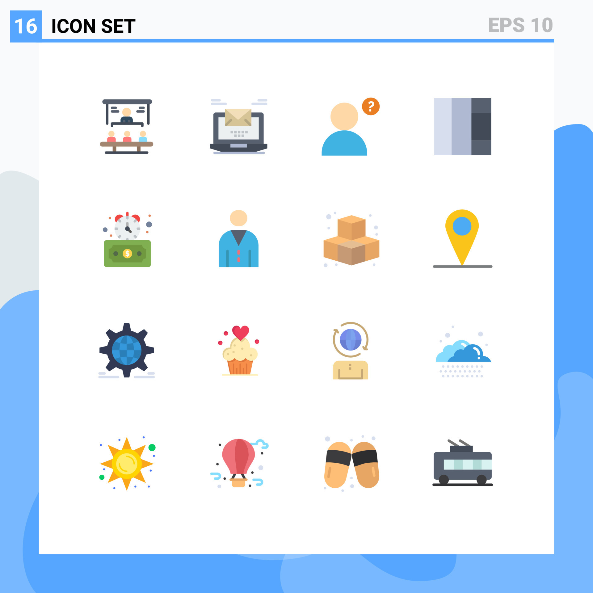 Set Of 16 Modern Ui Icons Symbols Signs For Stopwatch Deadline Email Timer Grid Editable Pack Of