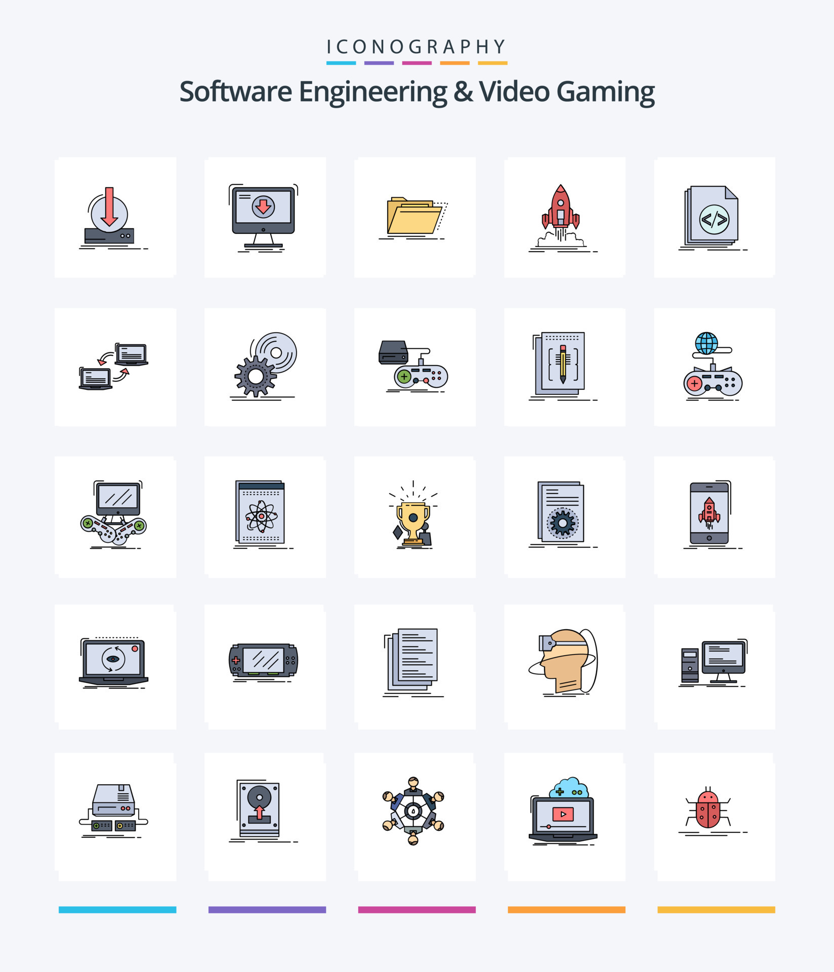 Creative Software Engineering And Video Gaming 25 Line FIlled icon pack ... Creative Software Engineering And Video Gaming 25 Line FIlled icon pack ...