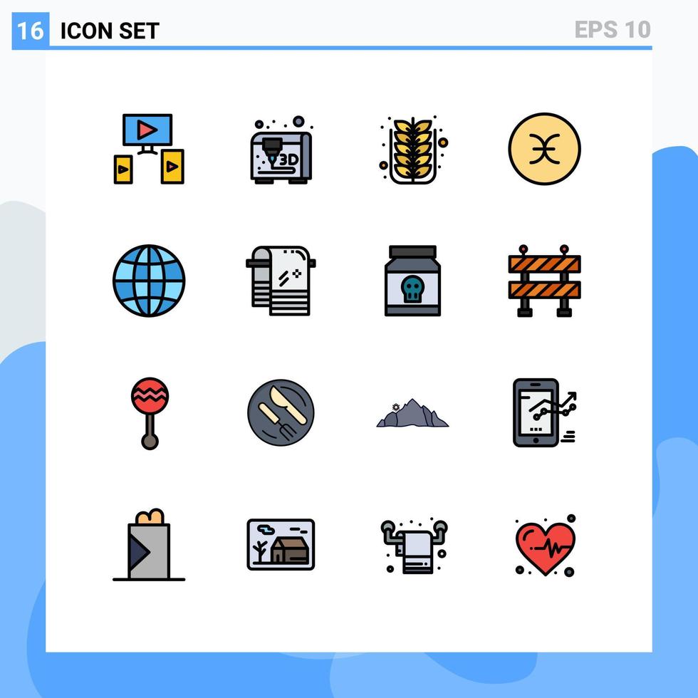 Mobile Interface Flat Color Filled Line Set Of 16 Pictograms Of Bath