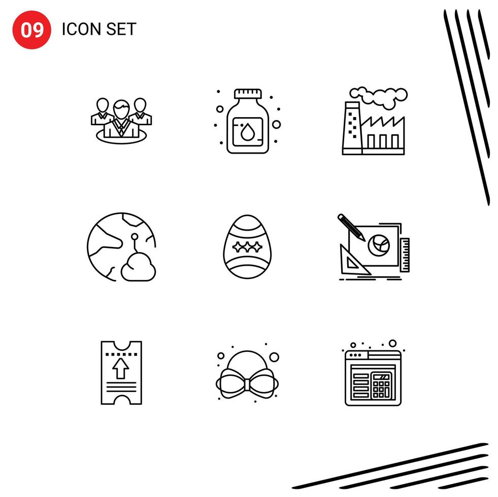 Set Of 9 Modern Ui Icons Symbols Signs For Bird Networking Factory Network Cloud Editable Vector