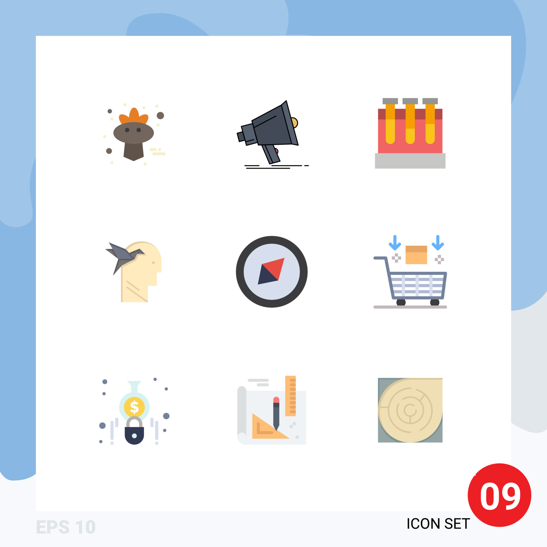 Stock Vector Icon Pack of 9 Line Signs and Symbols for compass head ...