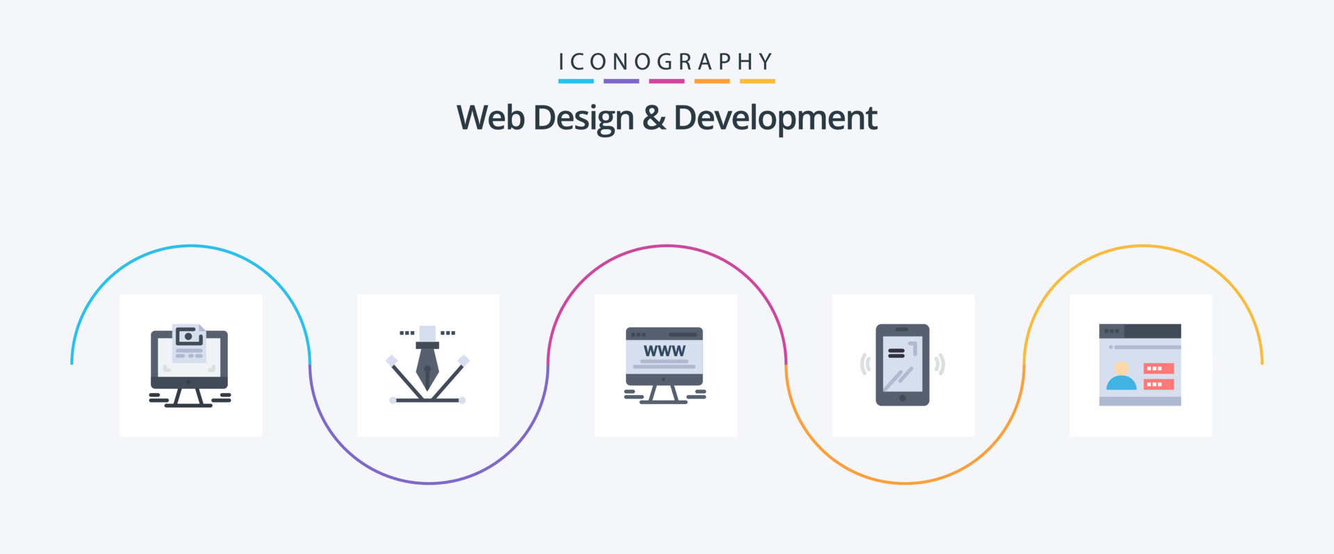 Web Design And Development Flat 5 Icon Pack Including design. user. advert. layout. mobile ...
