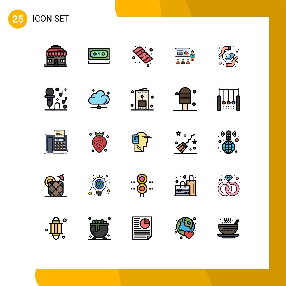 User Interface Pack Of 25 Basic Filled Line Flat Colors Of Statistics Marketing Camping Graph