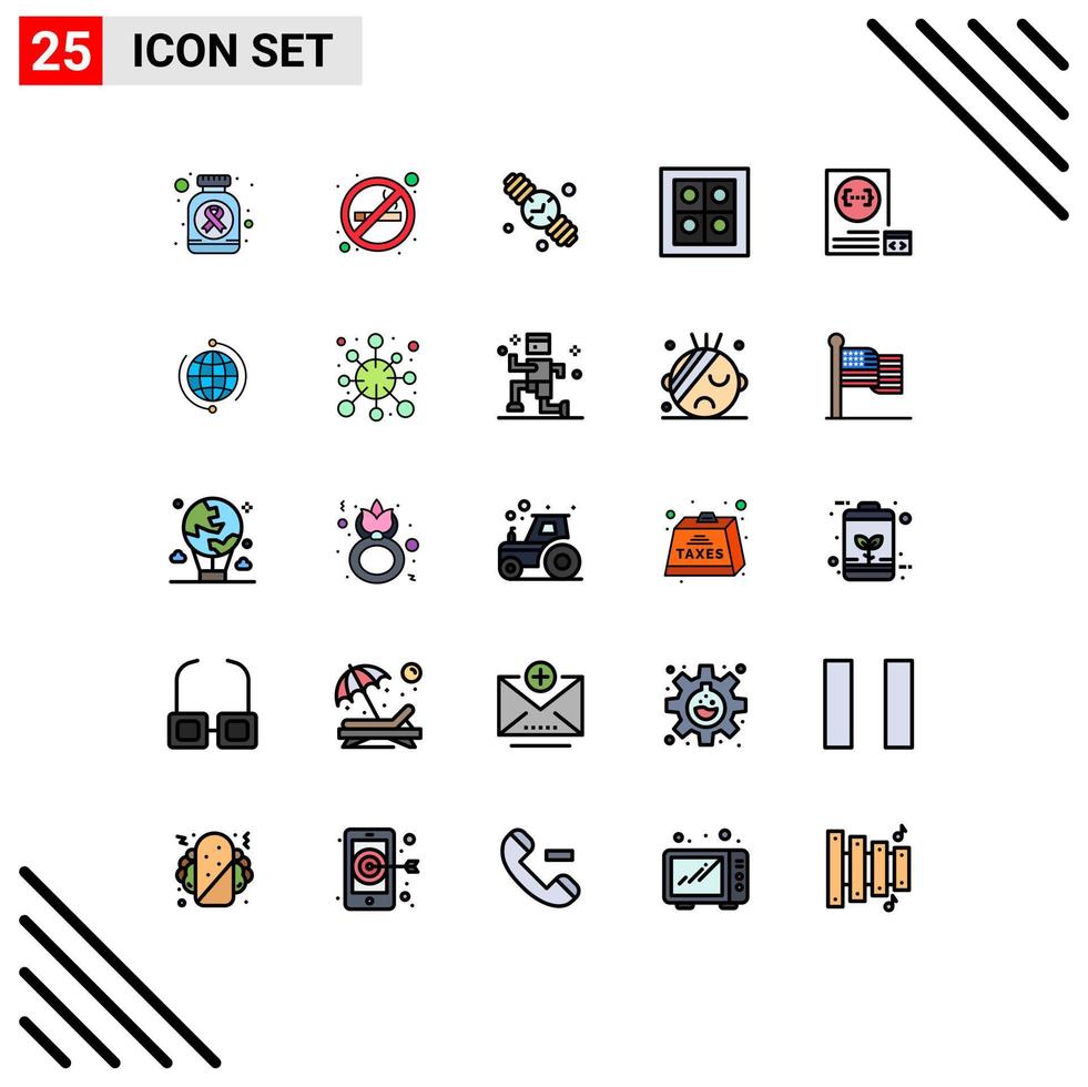 User Interface Pack Of 25 Basic Filled Line Flat Colors Of Develop App