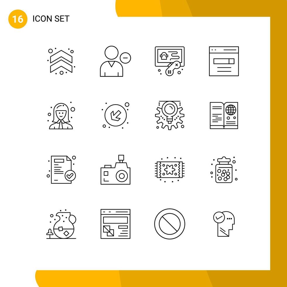 16 Universal Outlines Set For Web And Mobile Applications Avatar Search User Interface