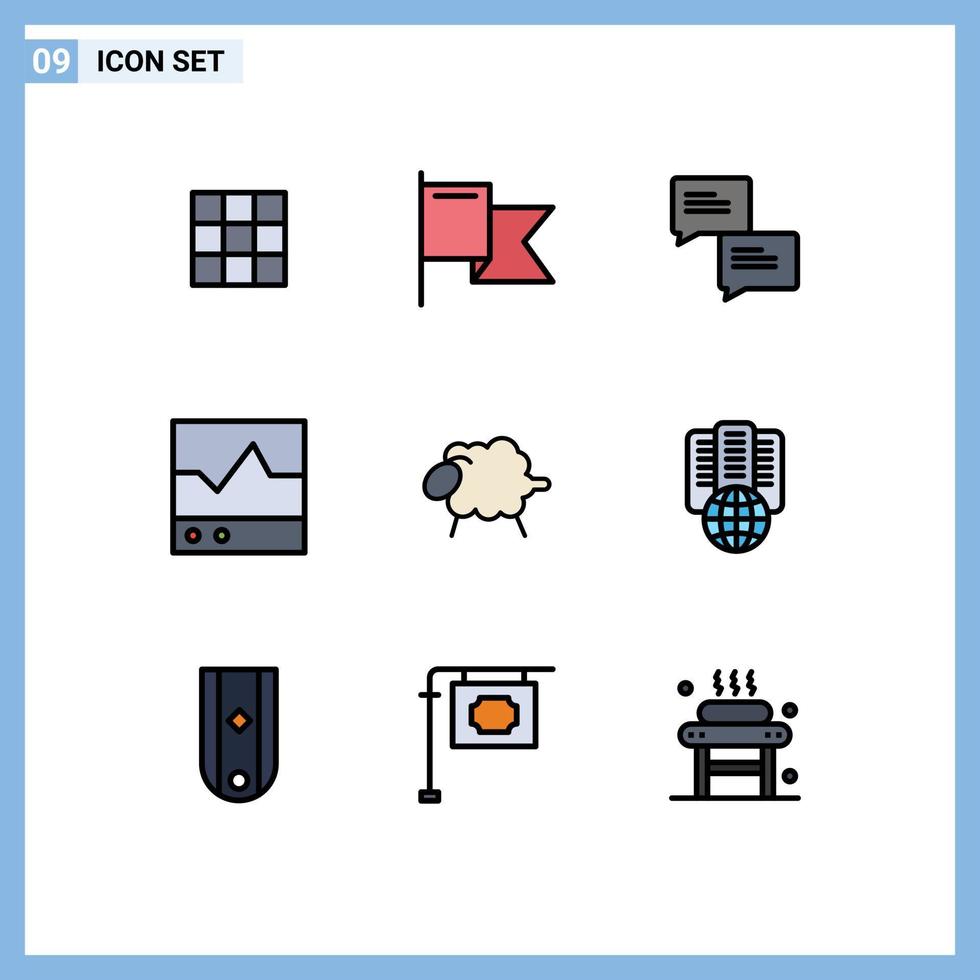 Filledline Flat Color Pack Of 9 Universal Symbols Of Wool Lamb Communication Scope Electronics