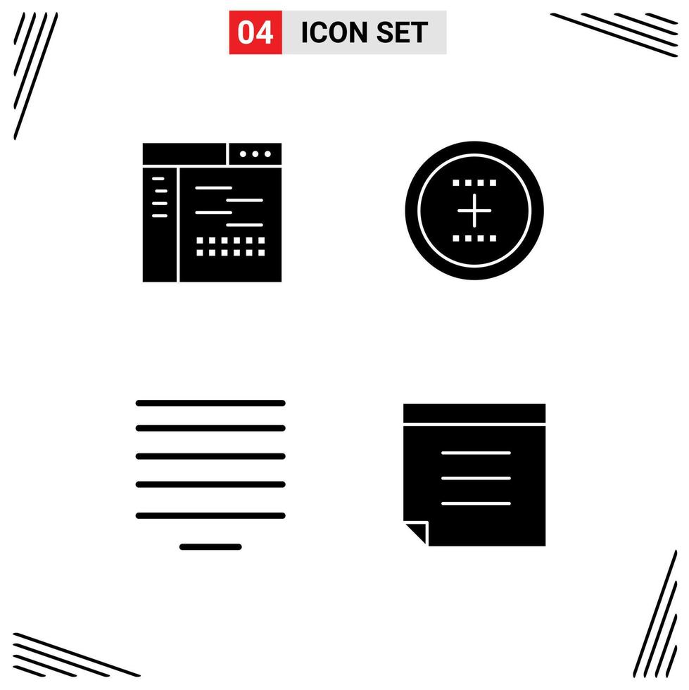 Modern Set of Solid Glyphs and symbols such as code round page circle ...