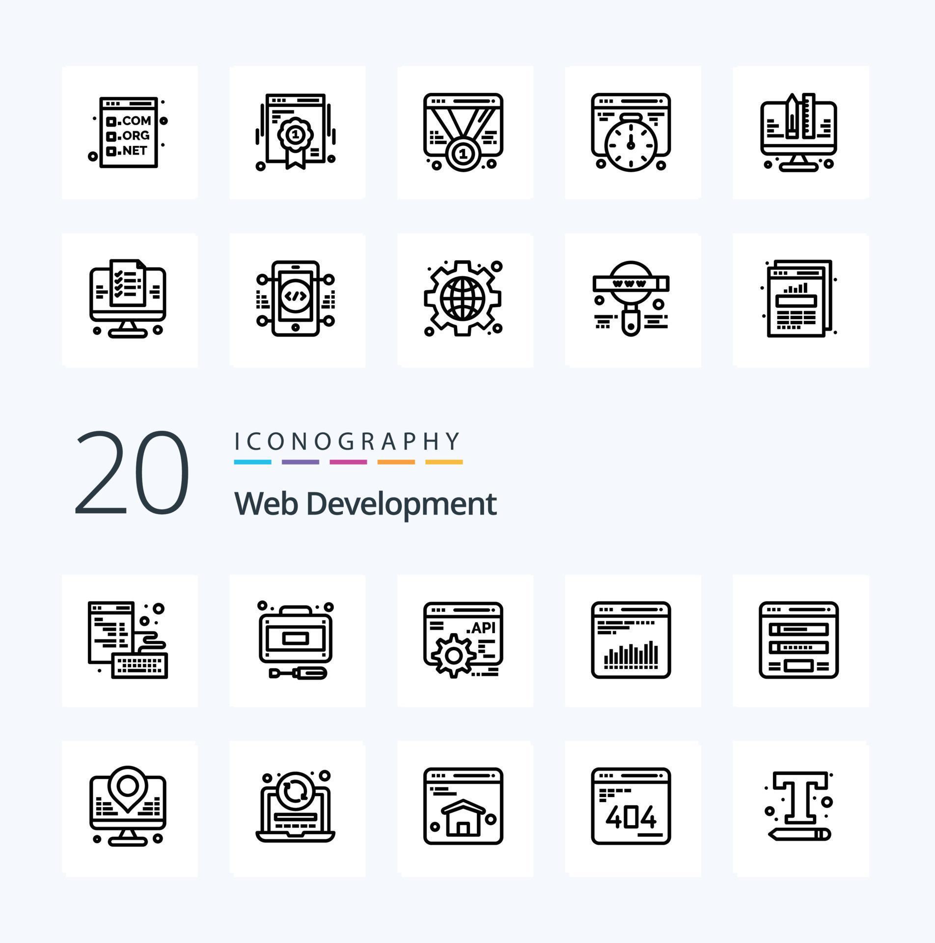 20 Web Development Line icon Pack like login flowchart api diagnostic ...