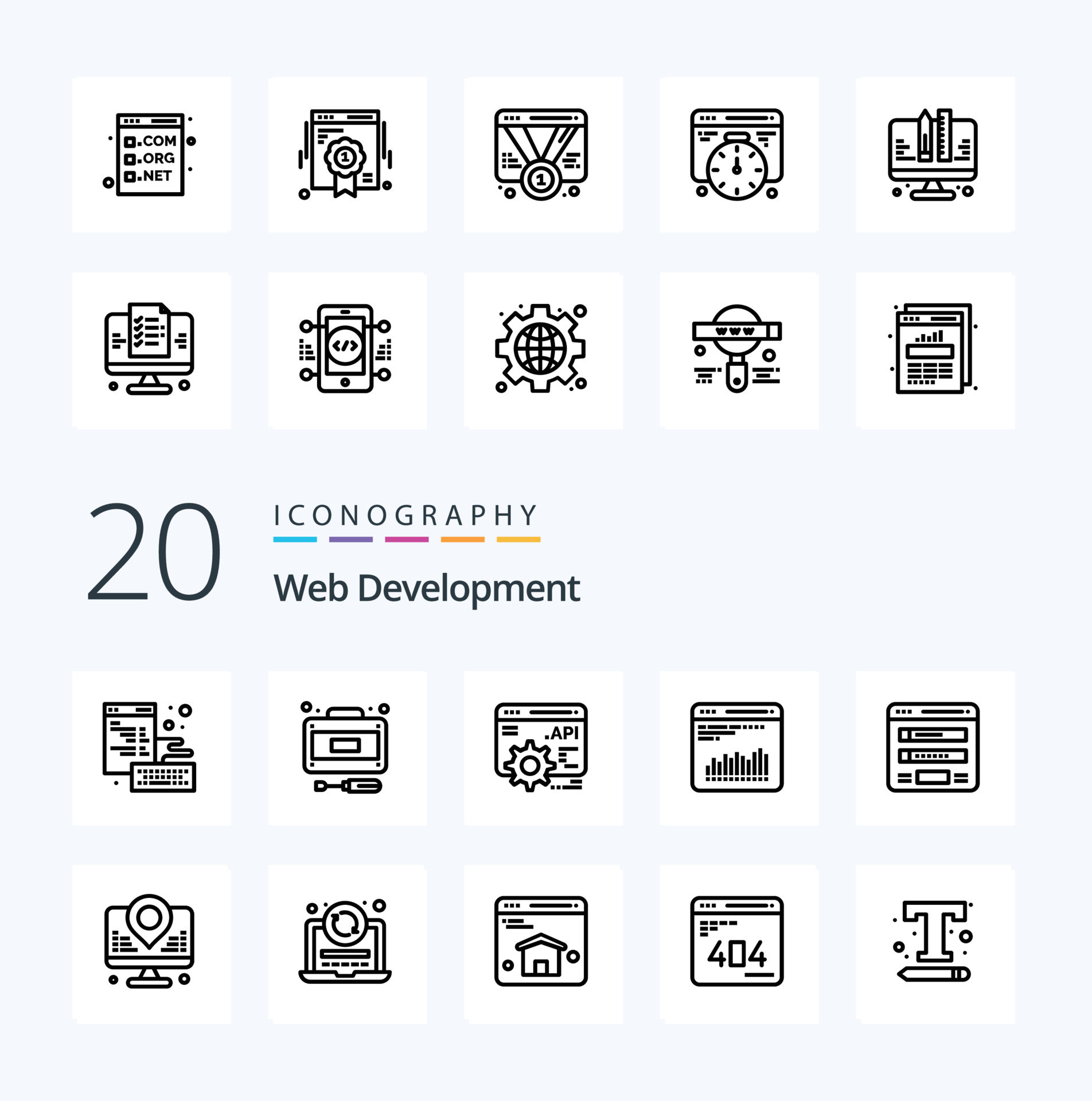 20 Web Development Line icon Pack like login flowchart api diagnostic analytics 19448505 Vector ...