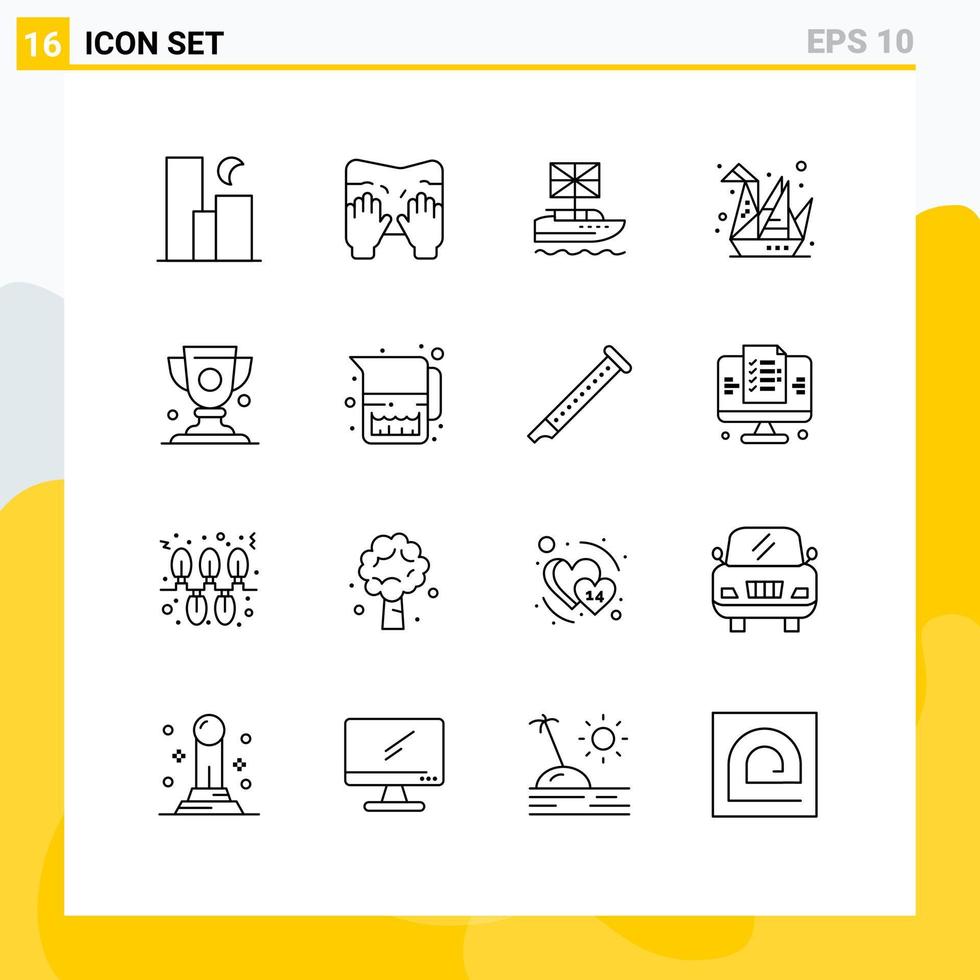 16 User Interface Outline Pack of modern Signs and Symbols of paper ...