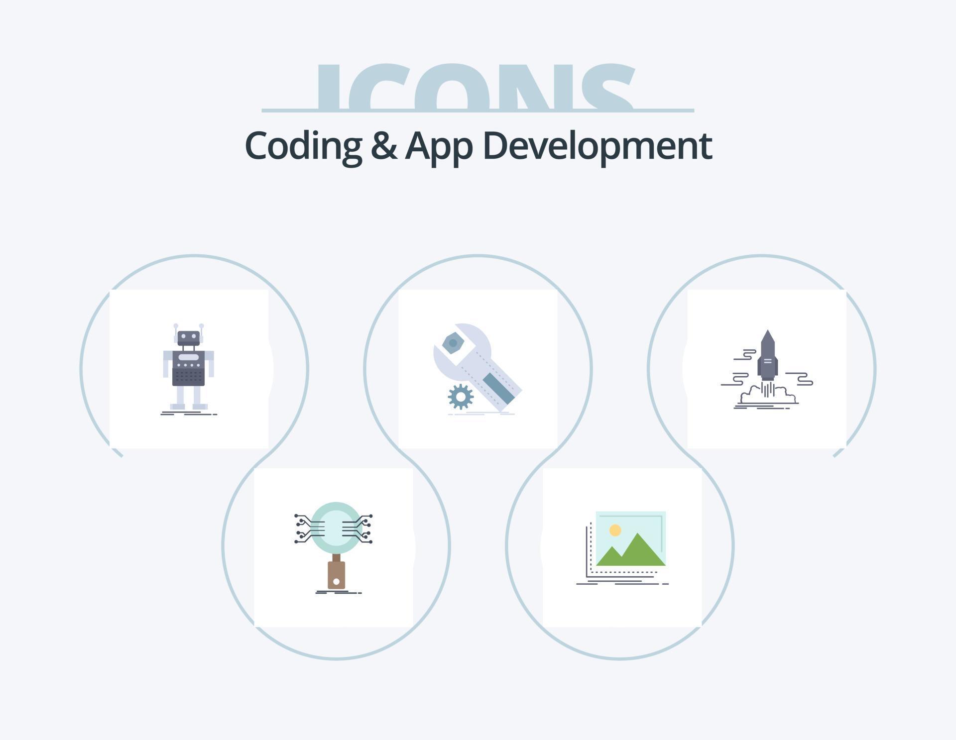 Coding And App Development Flat Icon Pack 5 Icon Design. installation ...