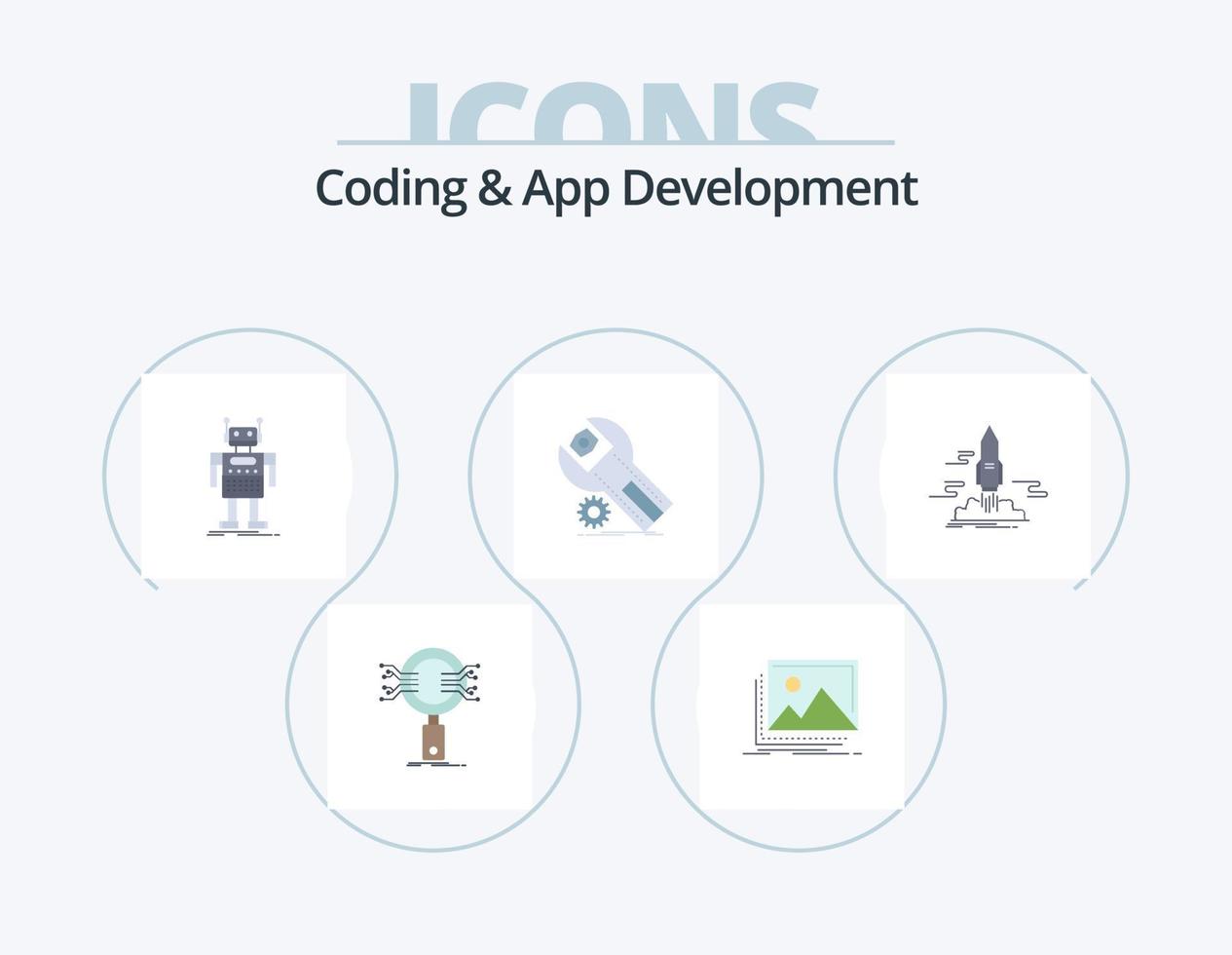Coding And App Development Flat Icon Pack 5 Icon Design. installation ...