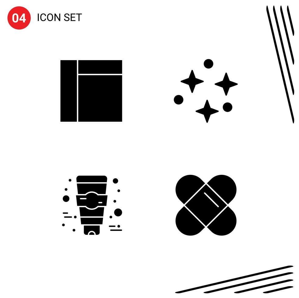 4 Thematic Vector Solid Glyphs And Editable Symbols Of Grid Patch Sky Cream Layer 1 Editable
