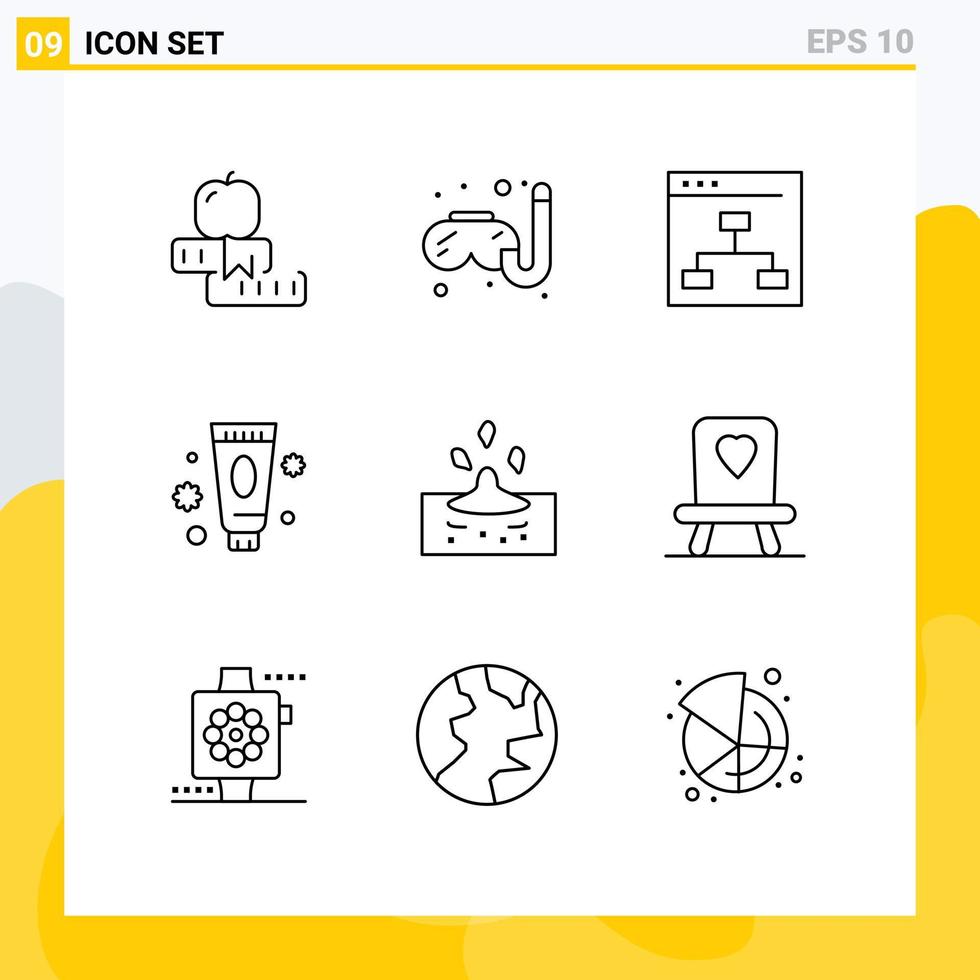 User Interface Pack Of 9 Basic Outlines Of Woman Makeup Browser Care Team Editable Vector Design