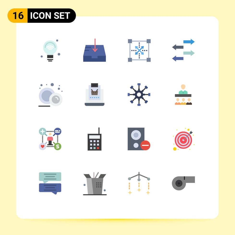 Group Of 16 Modern Flat Colors Set For Food Traffic Coding Import Shape Editable Pack Of