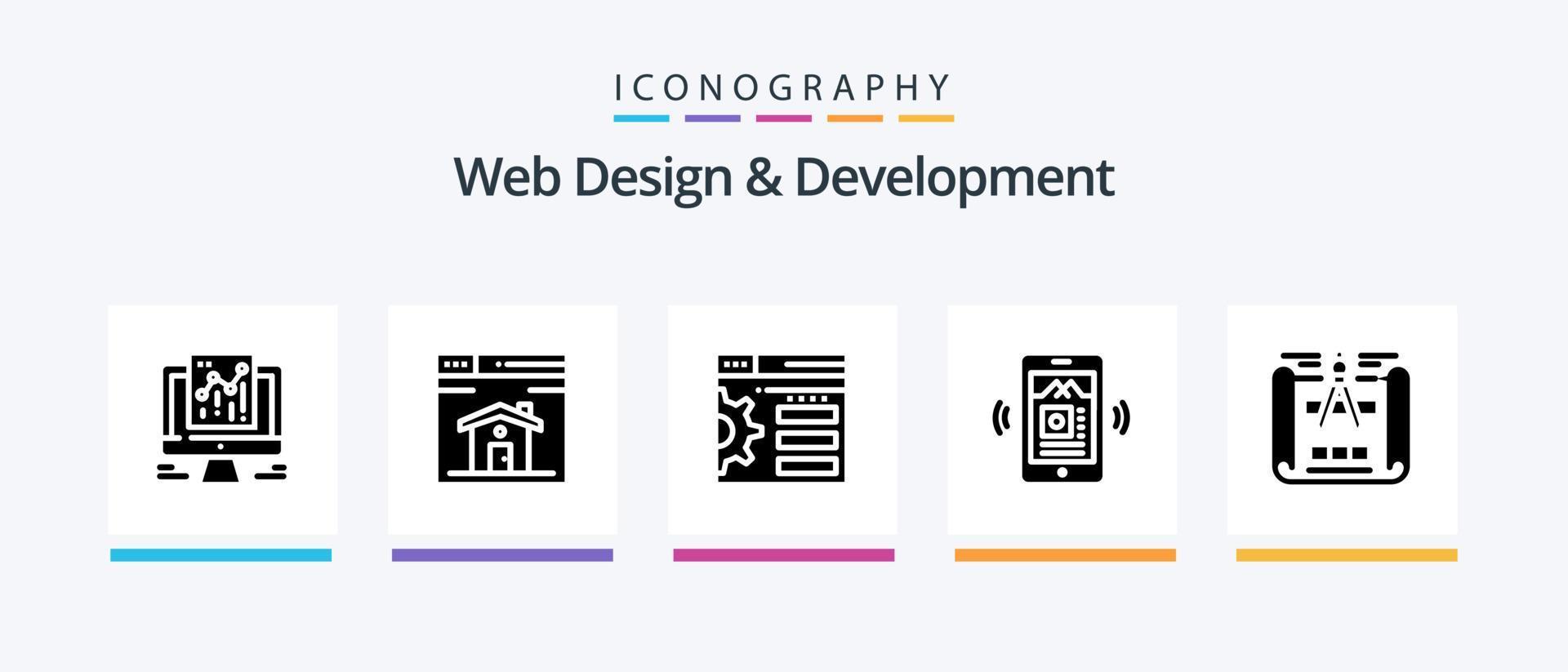 Web Design And Development Glyph 5 Icon Pack Including mp . mobile ...