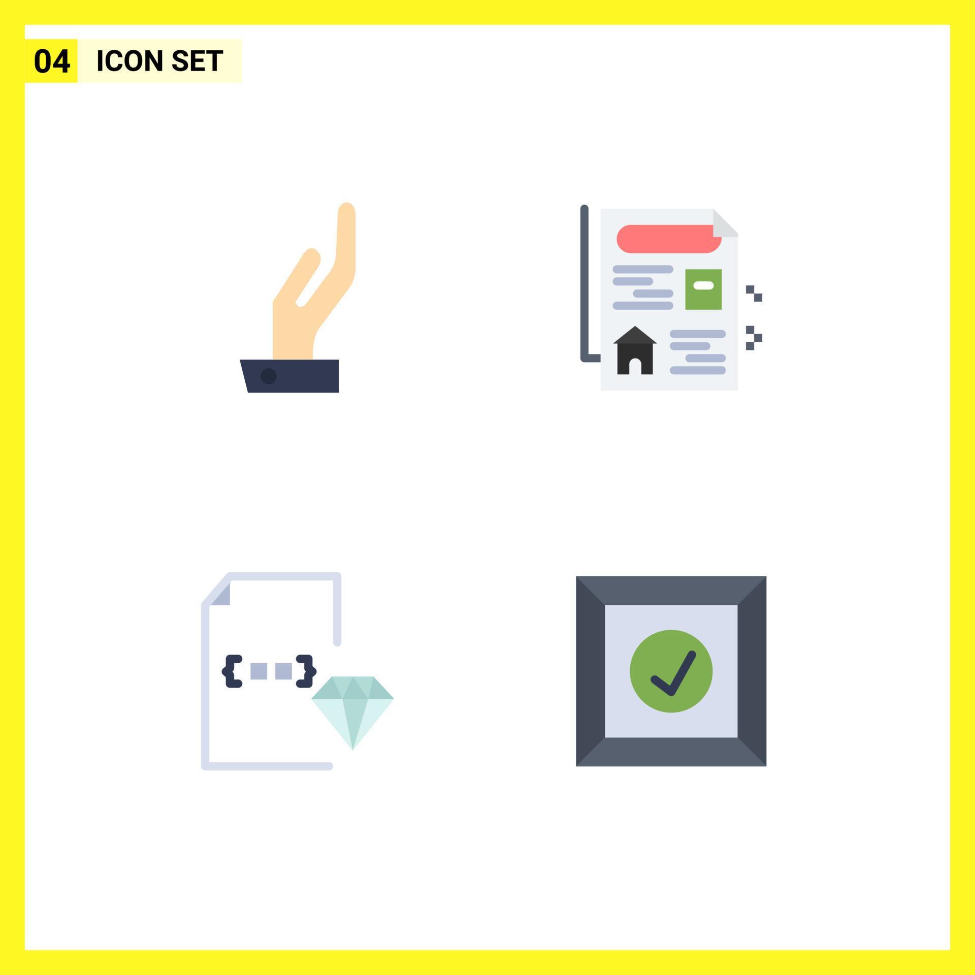 Mobile Interface Flat Icon Set of 4 Pictograms of alms document ...