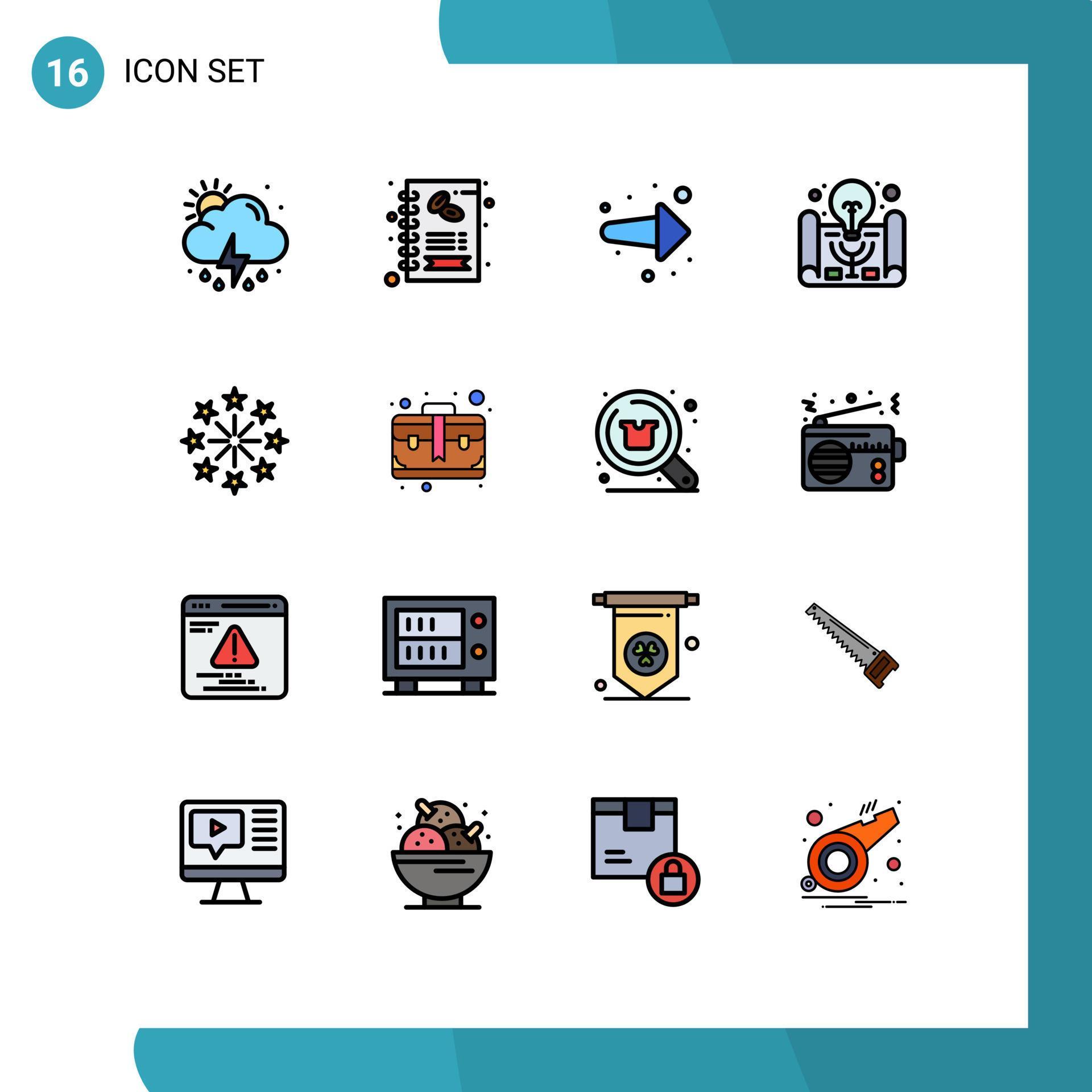 Set of 16 Modern UI Icons Symbols Signs for firework project management ...