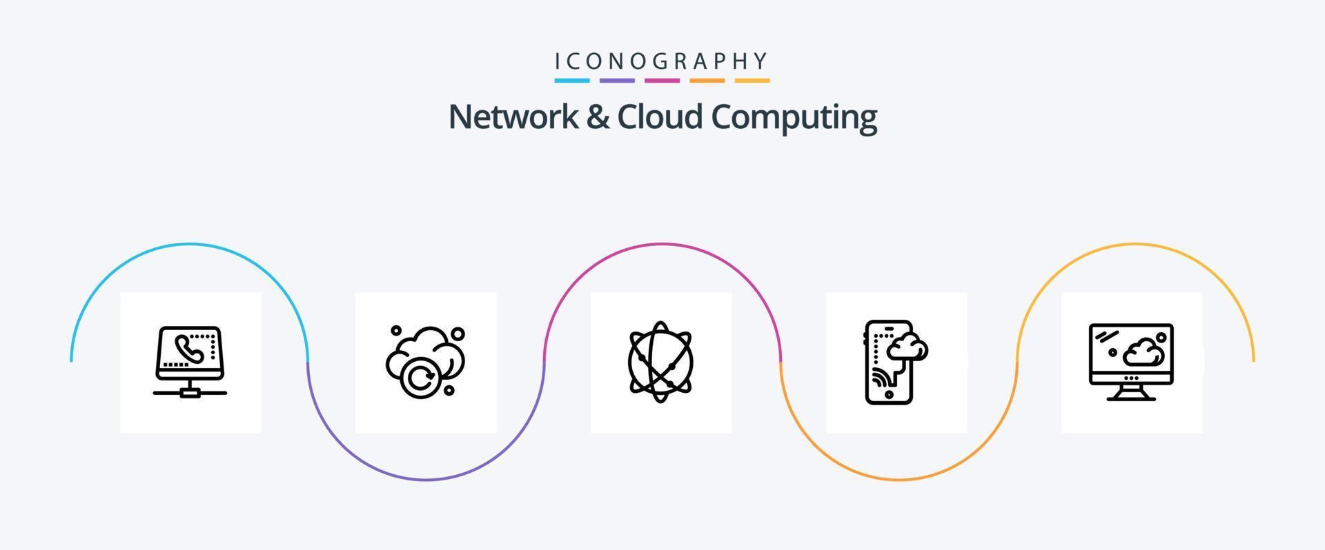 Network And Cloud Computing Line 5 Icon Pack Including Cloud Mobile