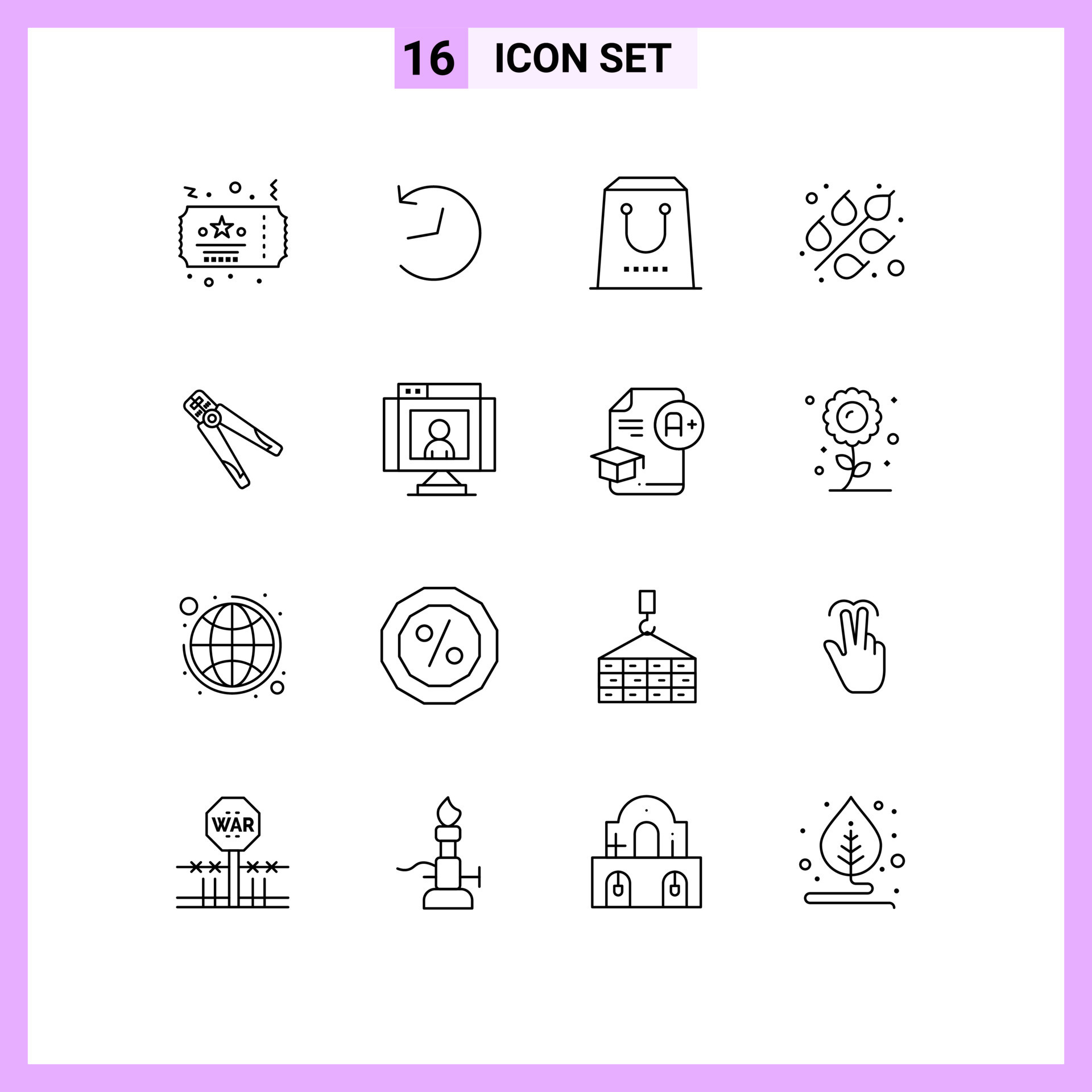 Stock Vector Icon Pack Of 16 Line Signs And Symbols For Construction