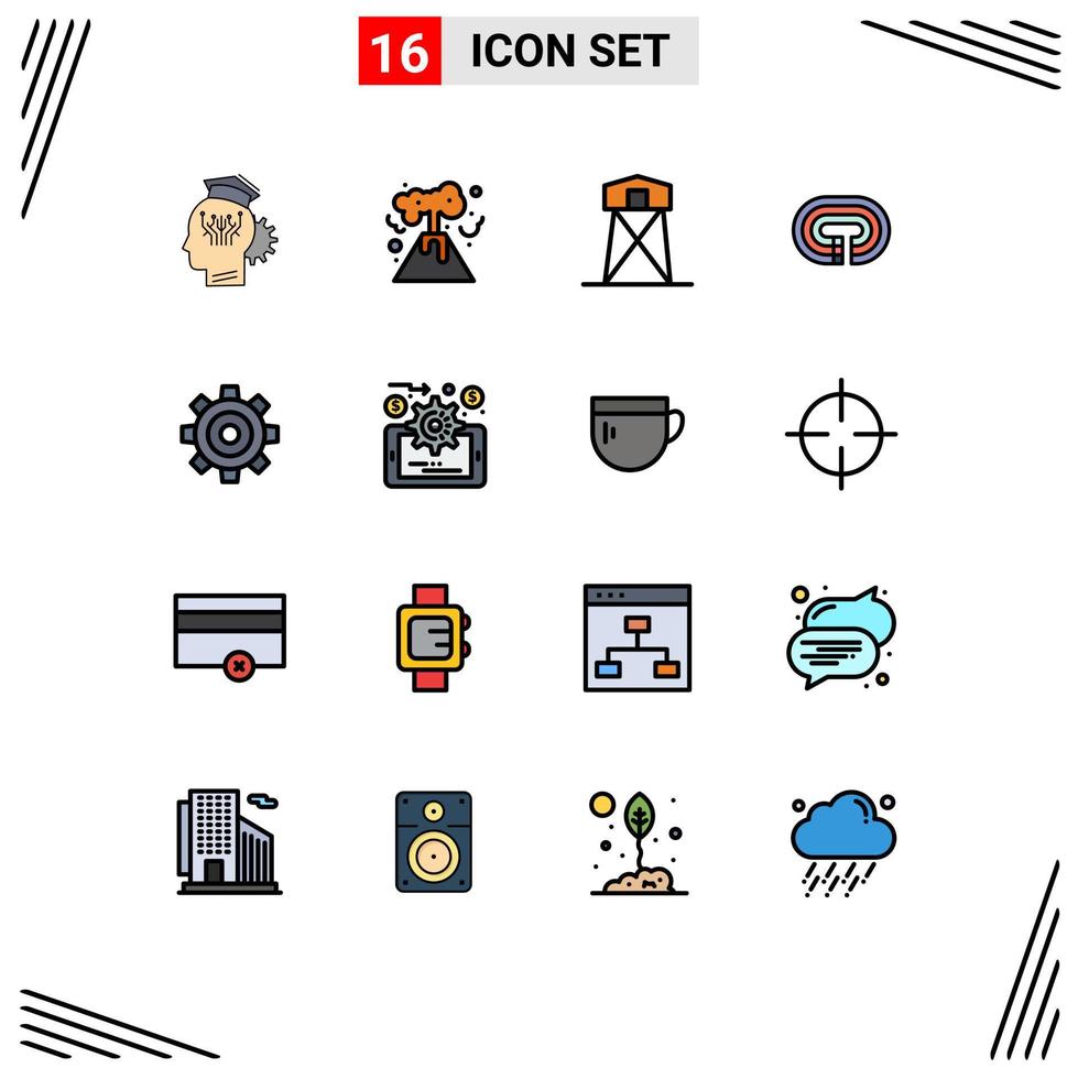 Editable Vector Line Pack of 16 Simple Flat Color Filled Lines of basic ...