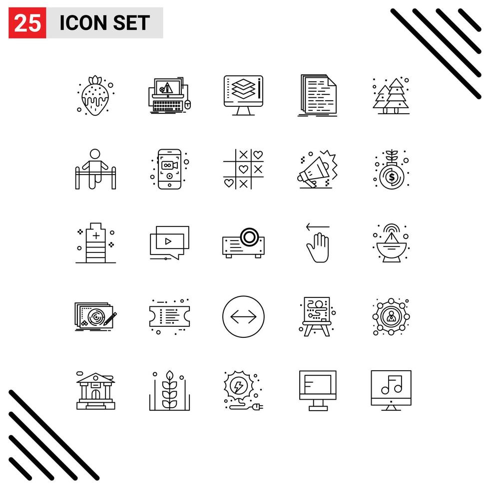 Group Of 25 Modern Lines Set For Script Doc System Coding Screen Editable Vector Design Elements 4132
