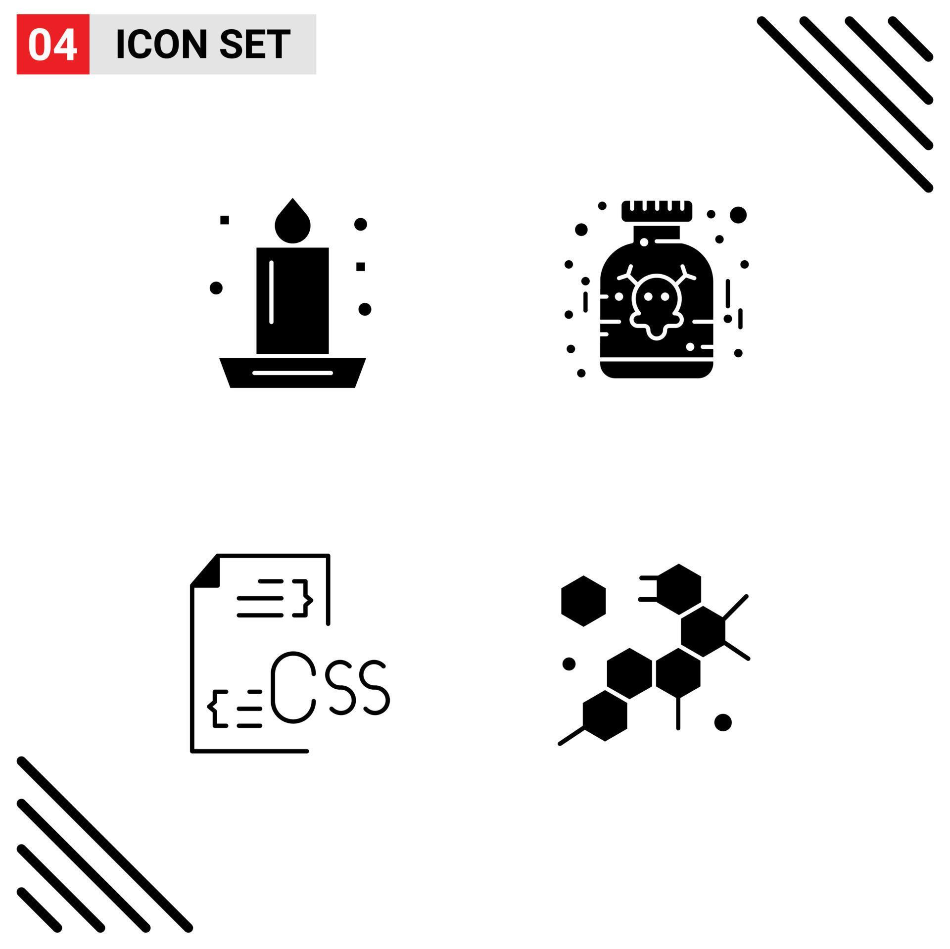 User Interface Pack of 4 Basic Solid Glyphs of candle coding light medical develop Editable ...
