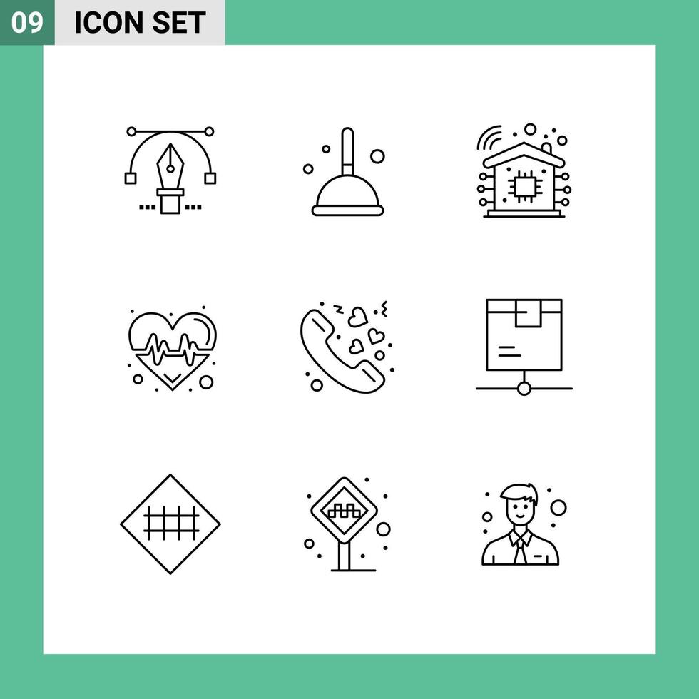 9 User Interface Outline Pack Of Modern Signs And Symbols Of Romance Call Intelligent Science