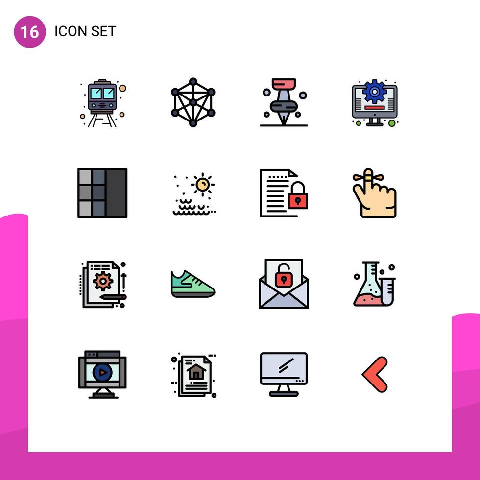 Editable Vector Line Pack of 16 Simple Flat Color Filled Lines of ...