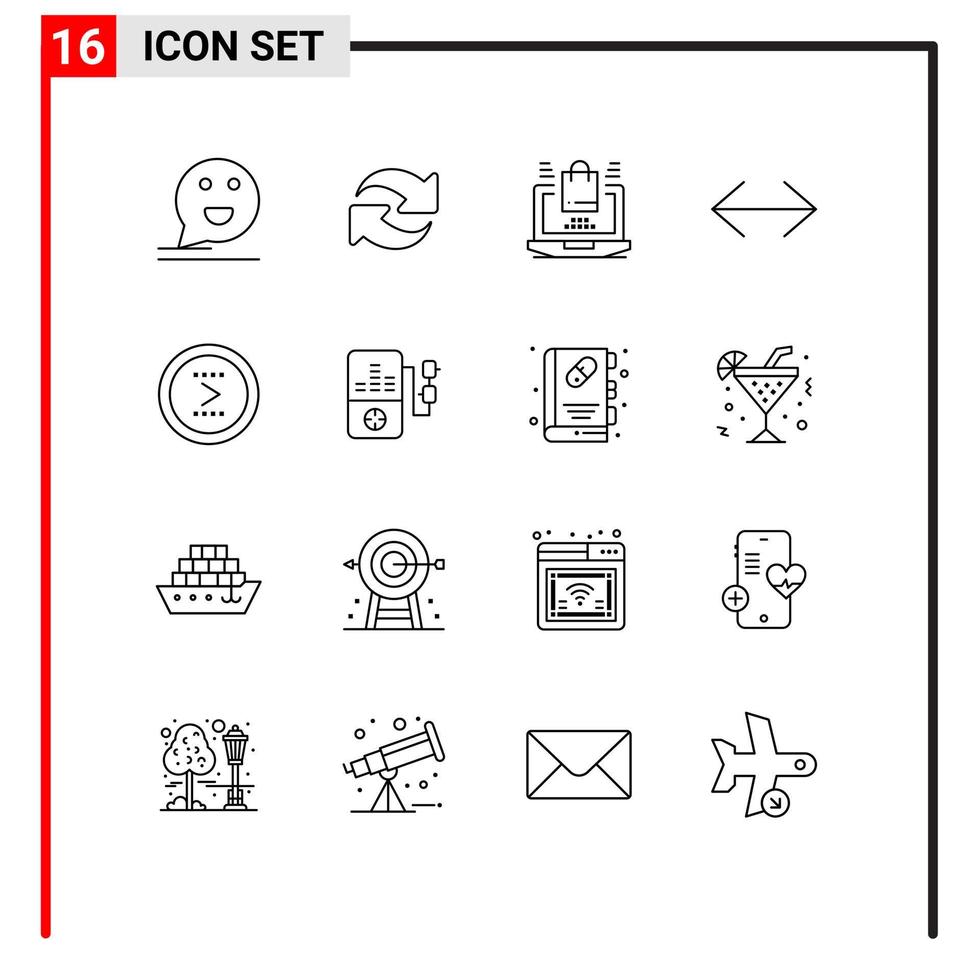 16 Thematic Vector Outlines And Editable Symbols Of Arrow Move Repeat Left Shopping Editable