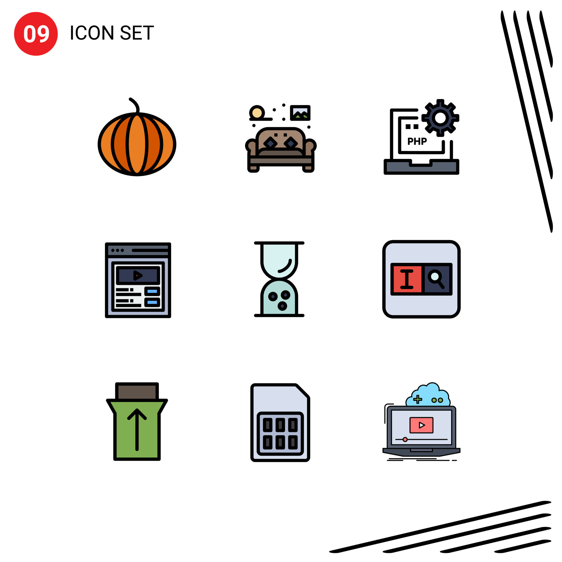 User Interface Pack Of 9 Basic Filledline Flat Colors Of Finance Web Coding User Interface