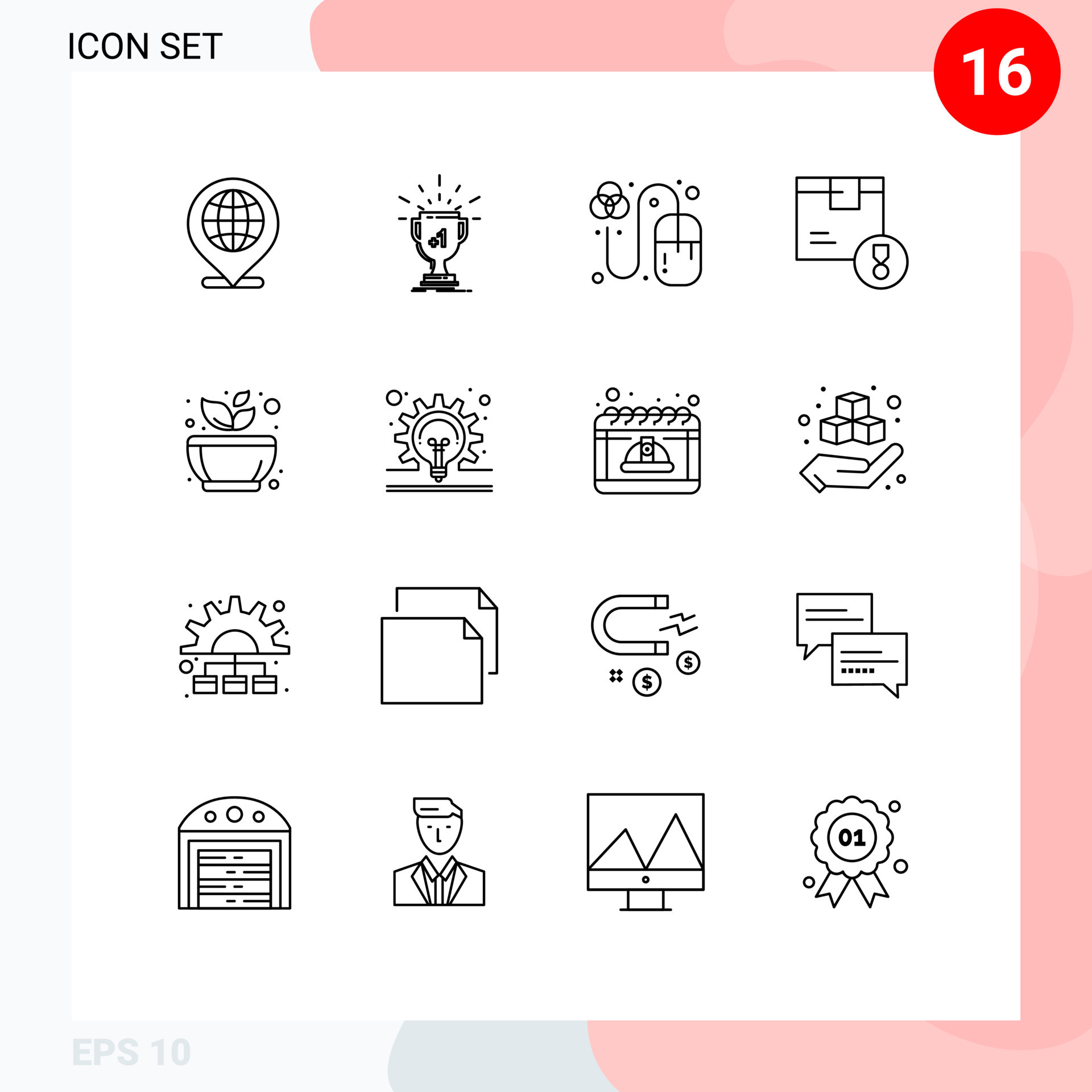 16 Thematic Vector Outlines And Editable Symbols Of Product Delivery First Certificate Grid